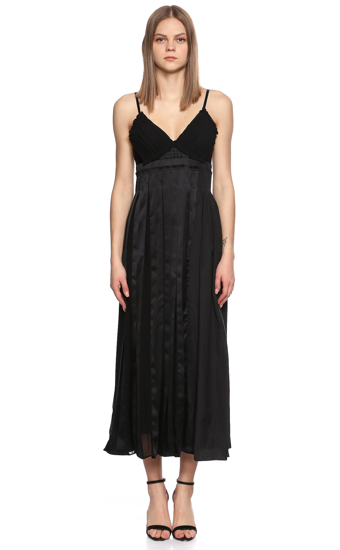 3.1 Phillip Lim-3.1 Phillip Lim Midi Askılı Siyah Elbise