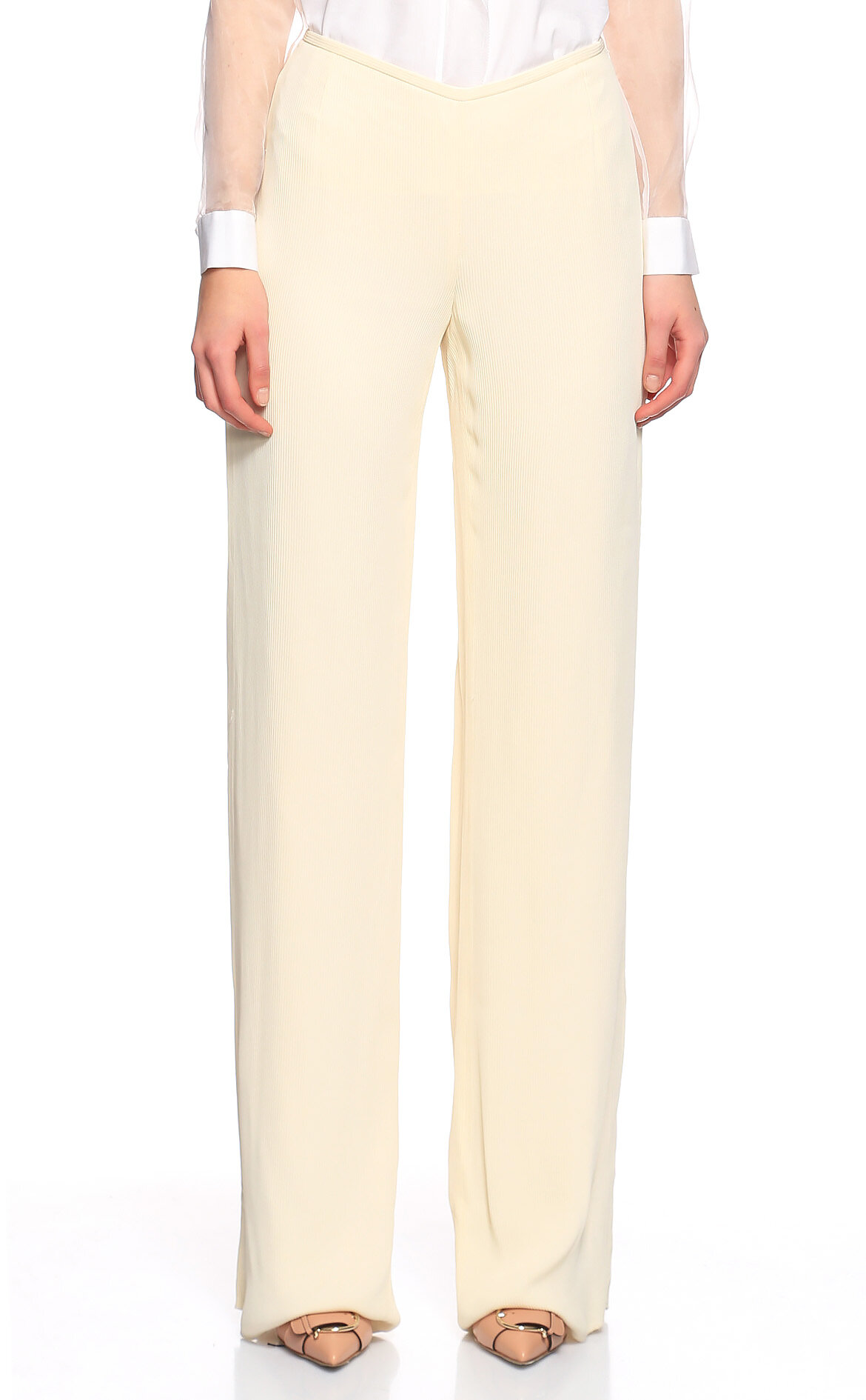 Armani Collezioni-Armani Collezioni Krem Rengi Pantolon