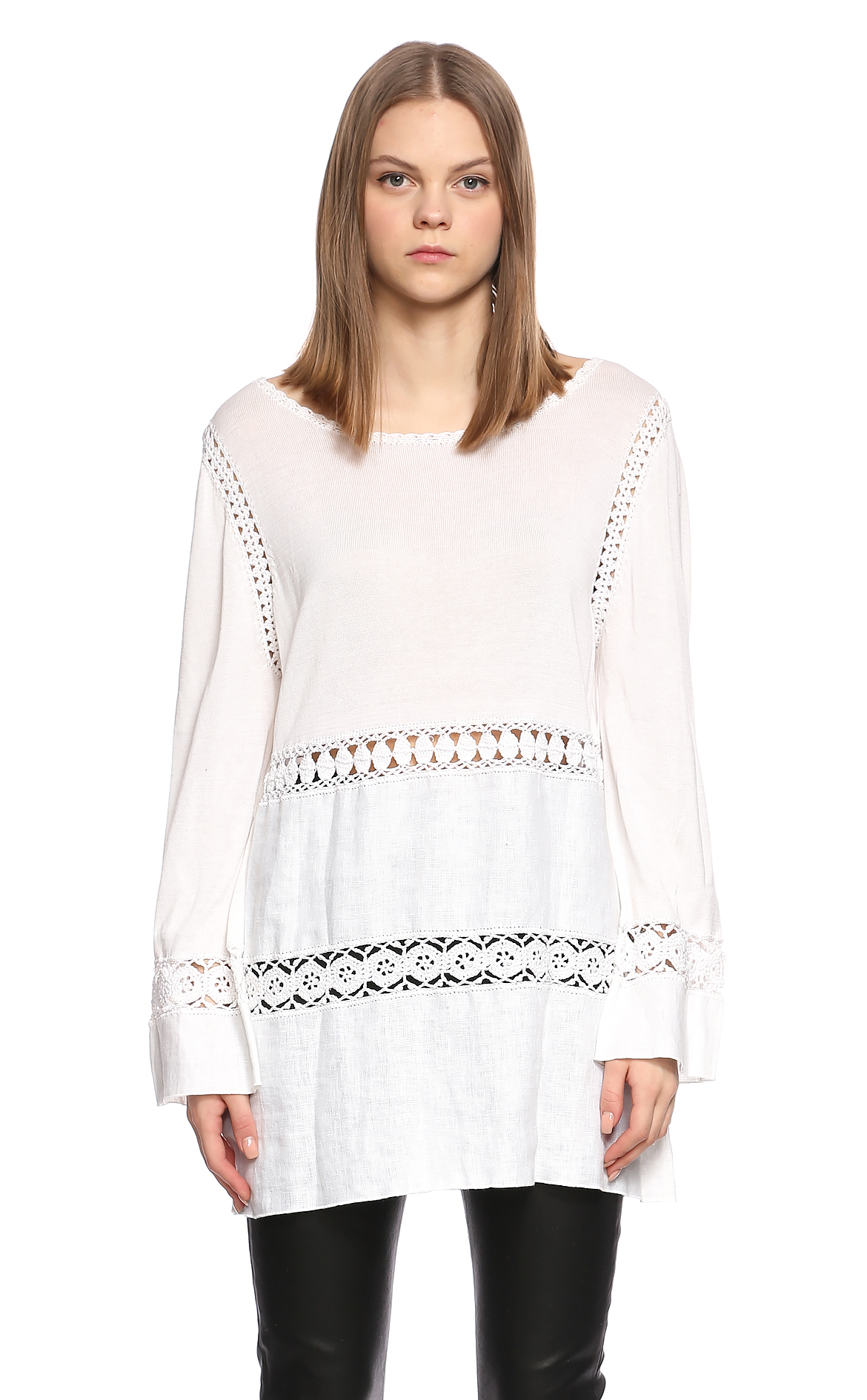Philosophy Ferretti-Philosophy Ferretti Dantel İşlemeli Beyaz Tunik