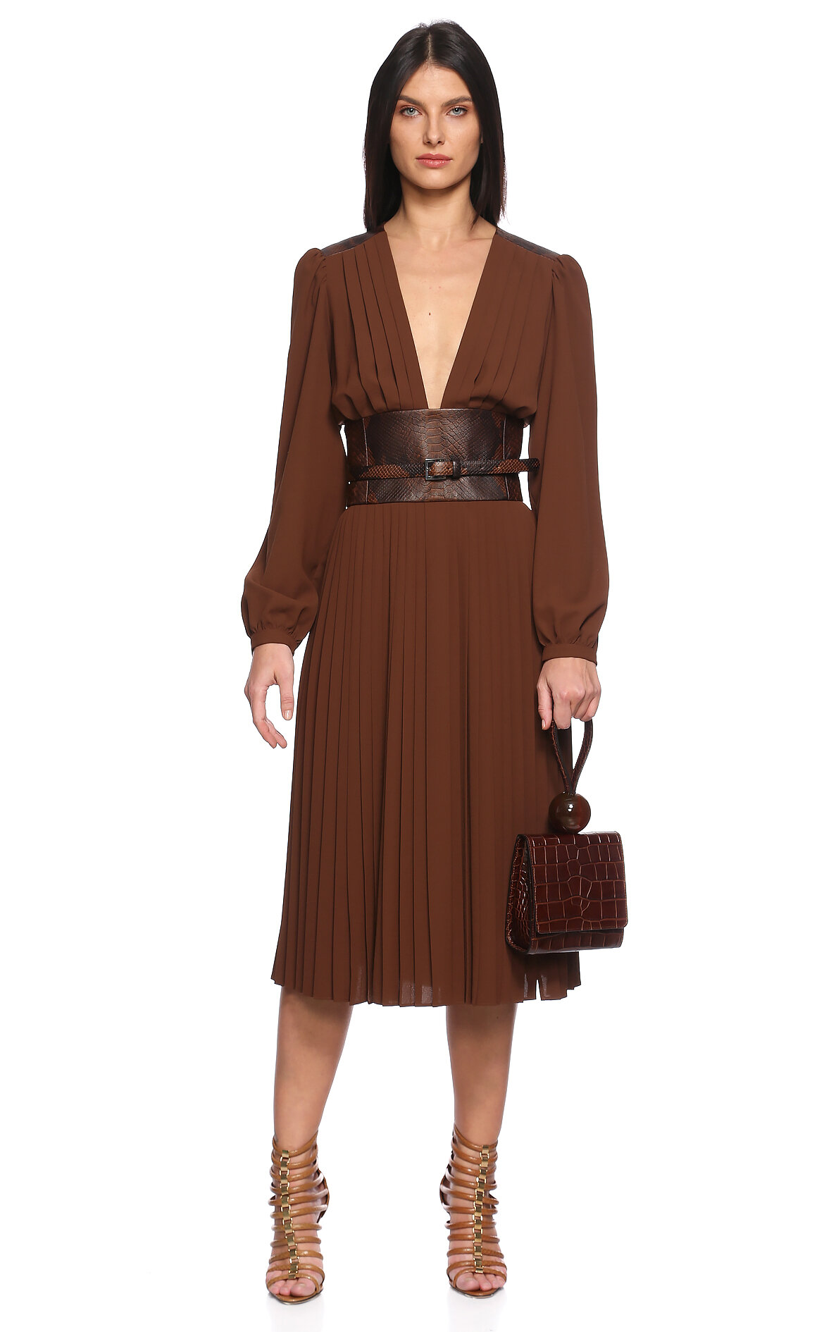 Michael Kors Collection-Michael Kors Collection Kahverengi Elbise