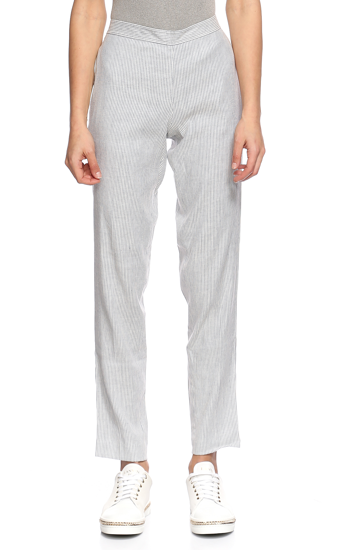 Theory-Theory Çizgili Lacivert Beyaz Pantolon