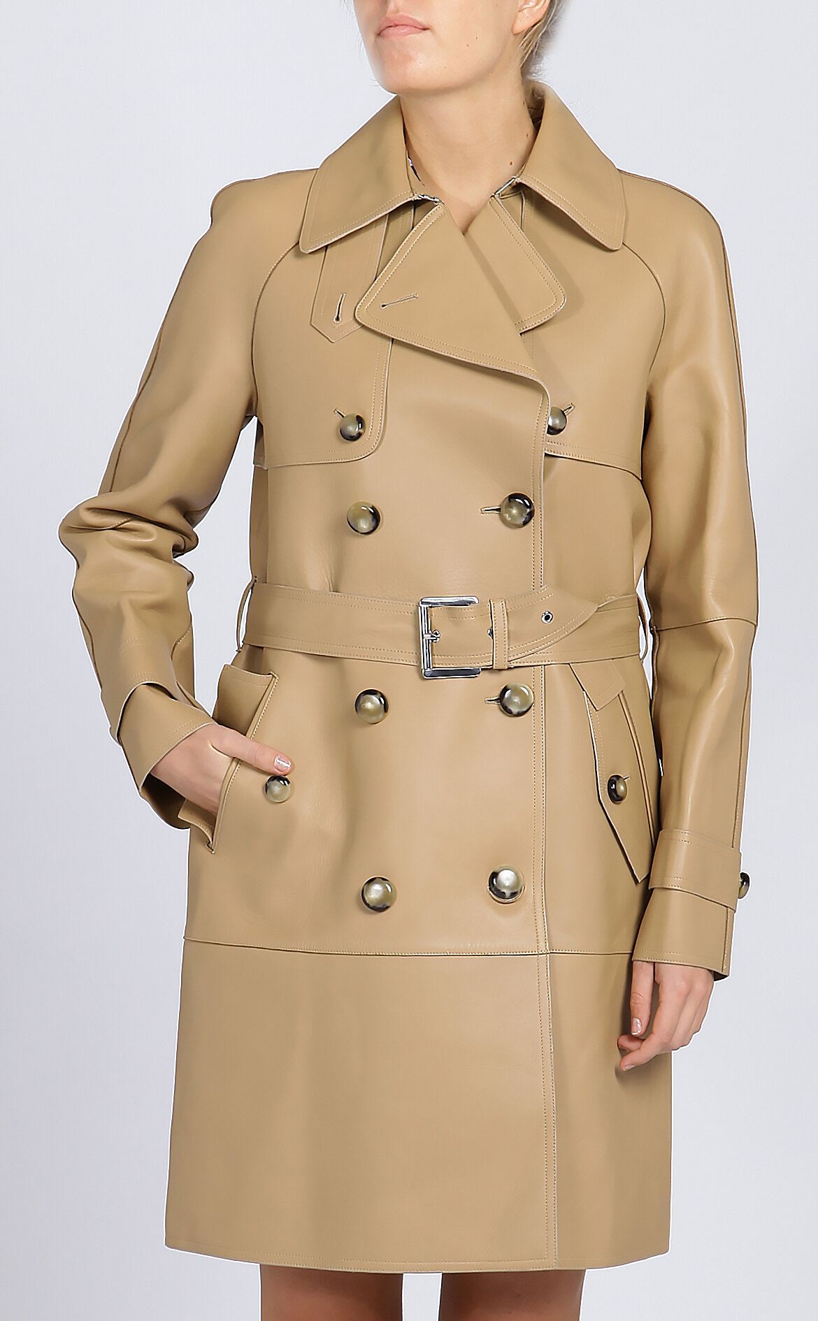 Michael Kors Collection-Michael Kors Collection Bej Deri Ceket
