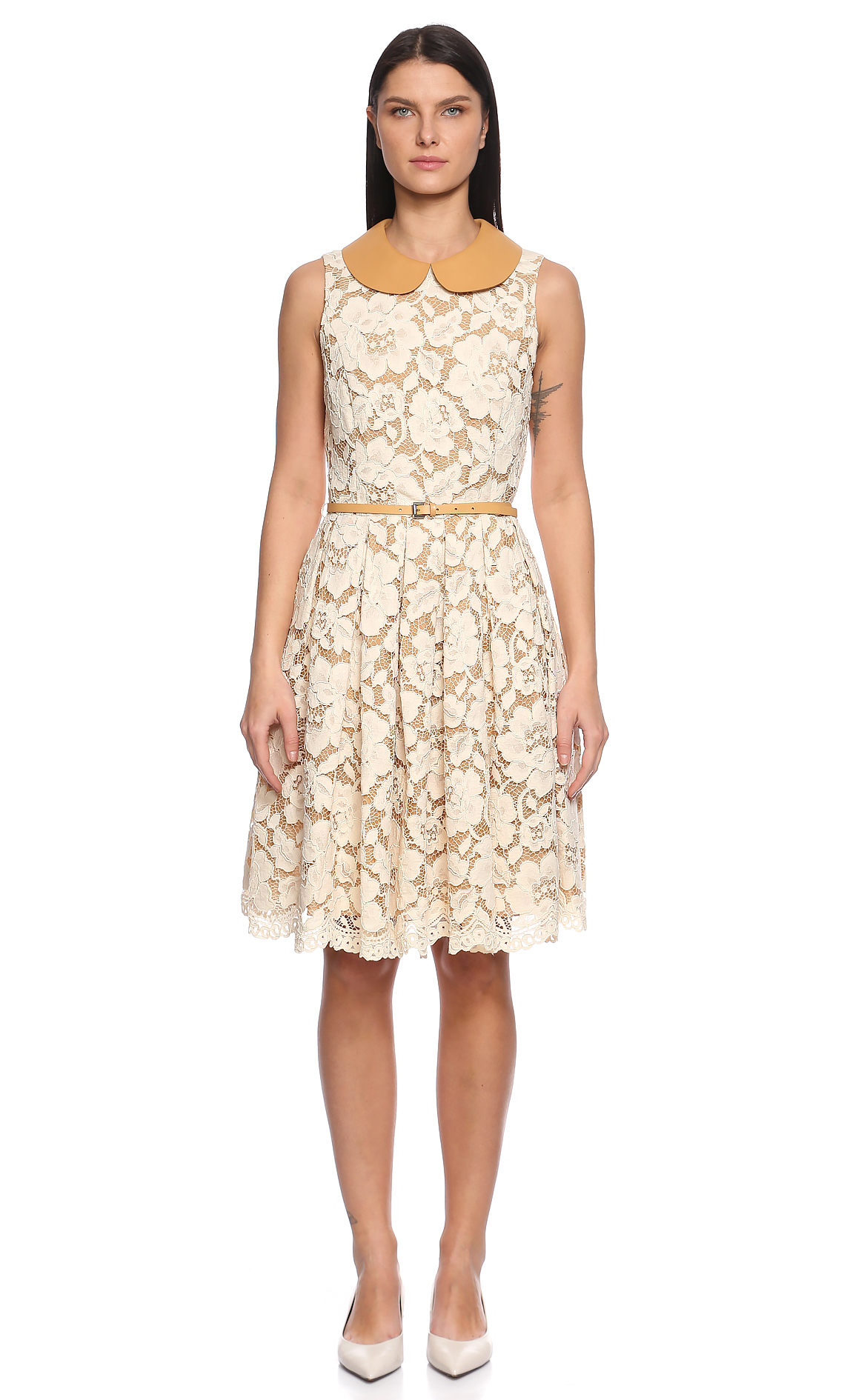 Michael Kors Collection-Michael Kors Collection Krem Rengi Elbise