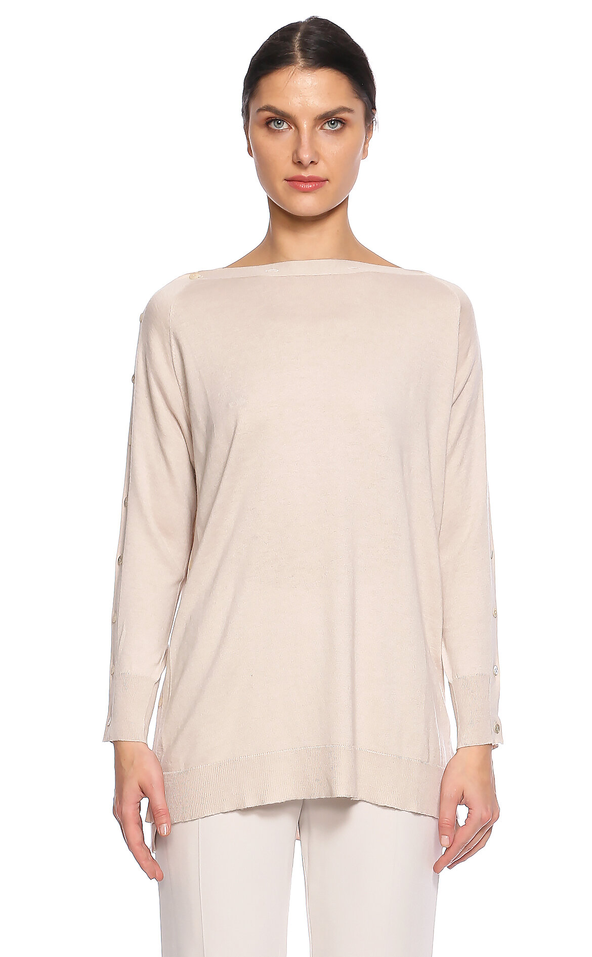 Paule Ka-Paule Ka Kayık Yaka Gri Bluz