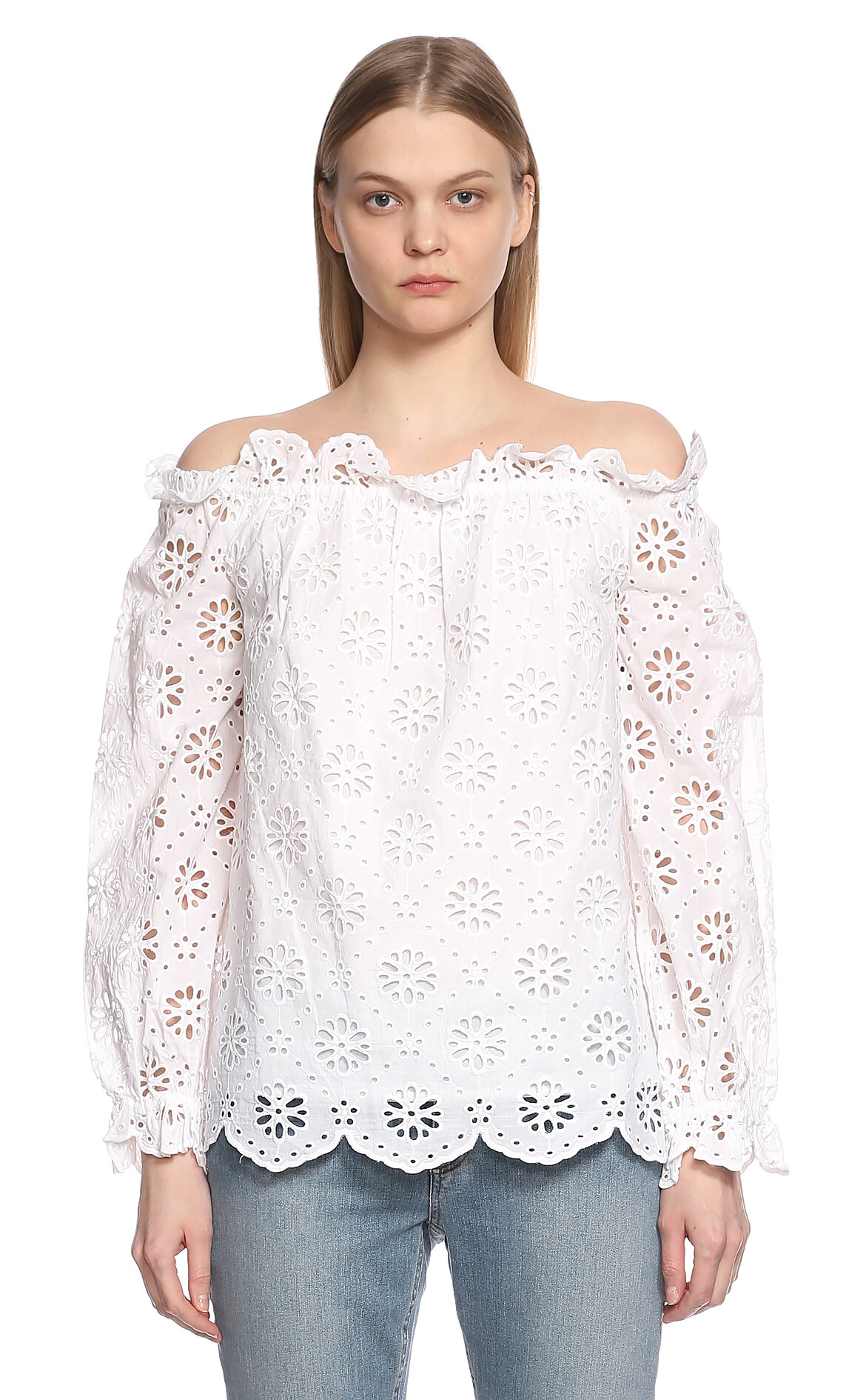 MICHAEL Michael Kors-MICHAEL Michael Kors Beyaz Bluz