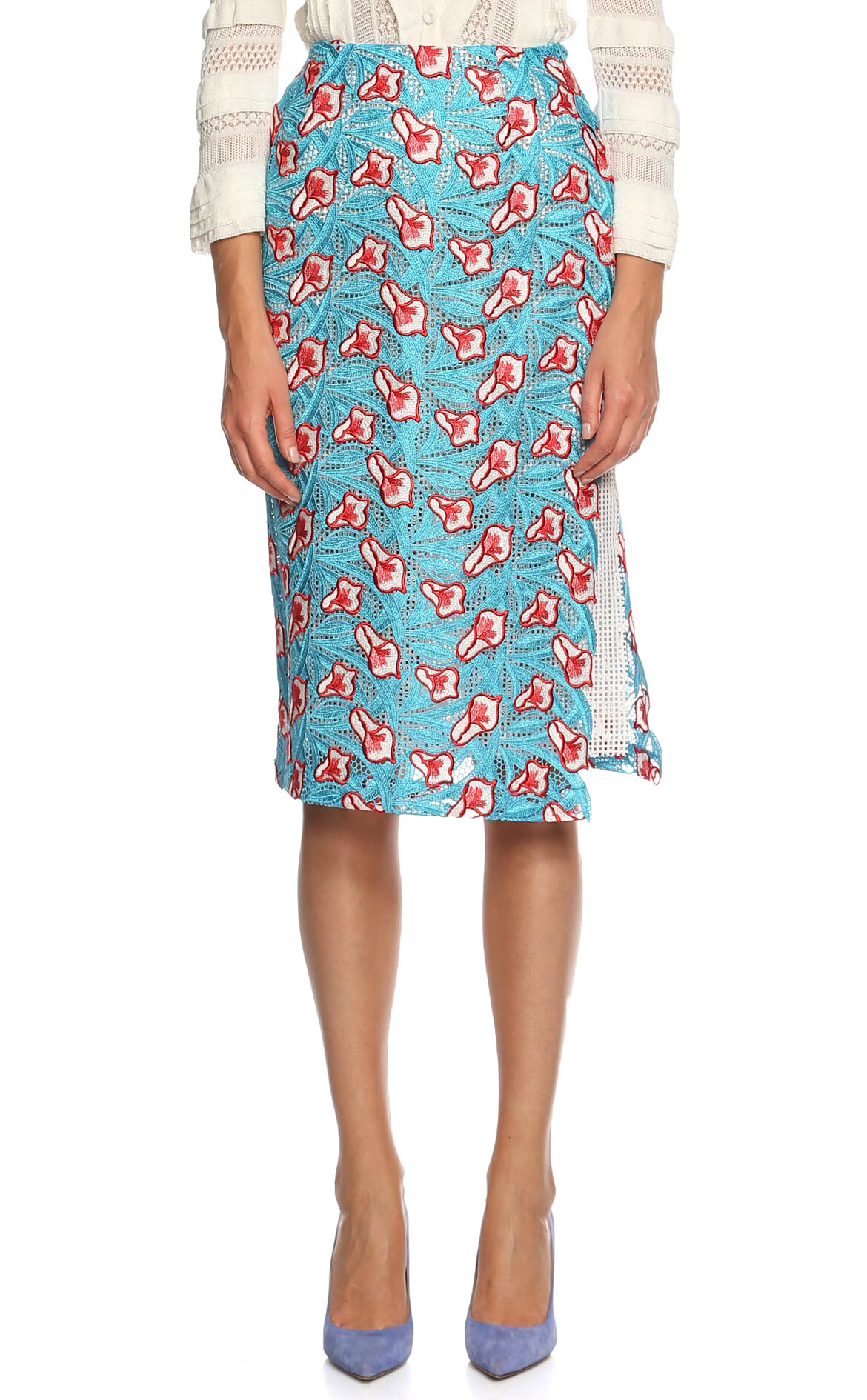 Marco De Vincenzo-Marco De Vincenzo Desenli Turkuaz Etek