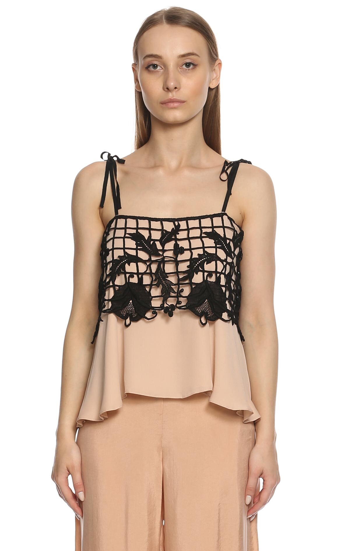 Bahnaz Sarafpour-Bahnaz Sarafpour Krem Rengi Top