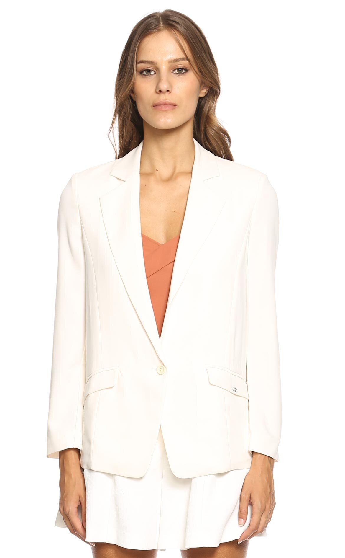 Elisabetta Franchi-Elisabetta Franchi Ekru Ceket