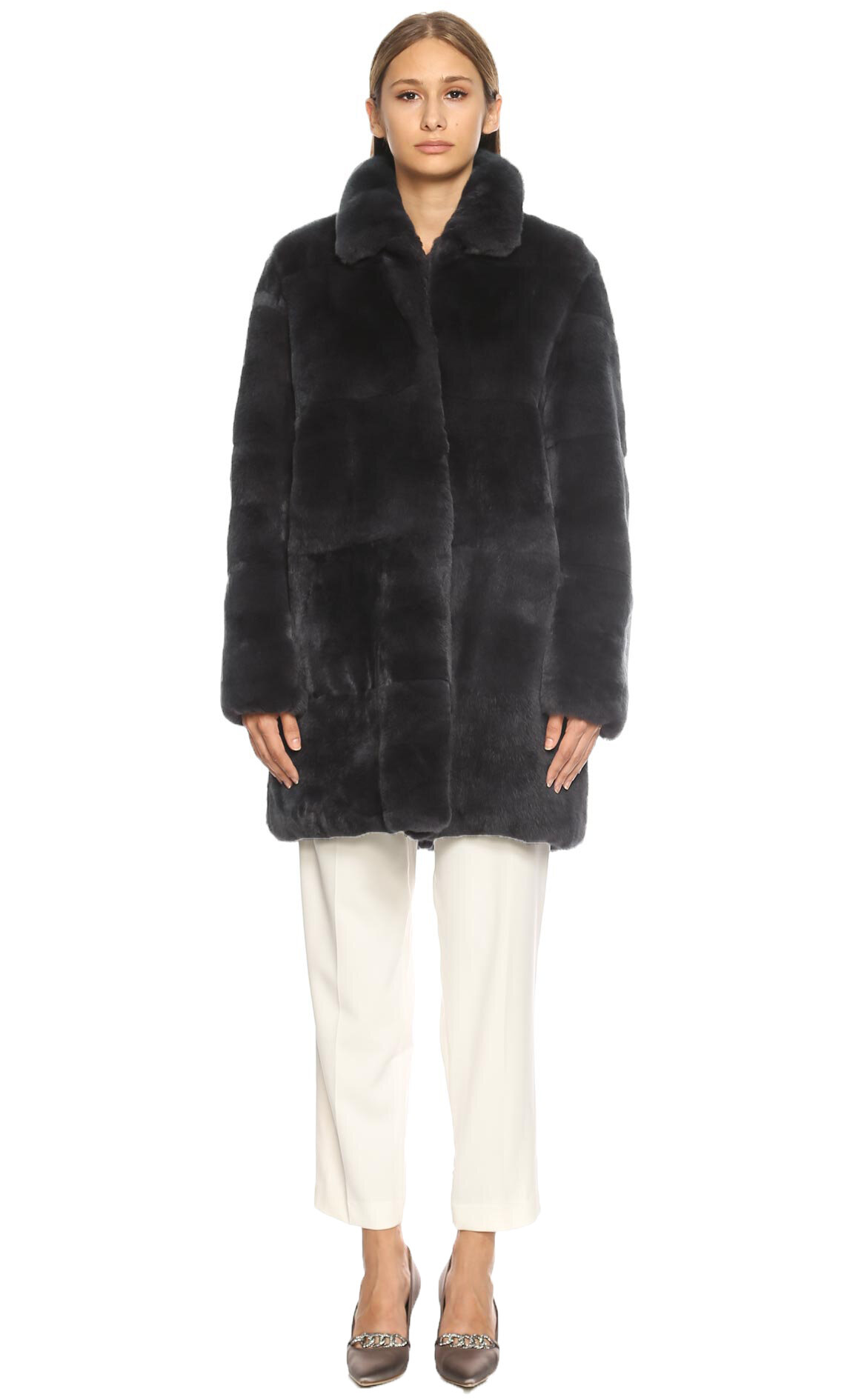 Yves Salomon-Yves Salomon Lacivert Kürk