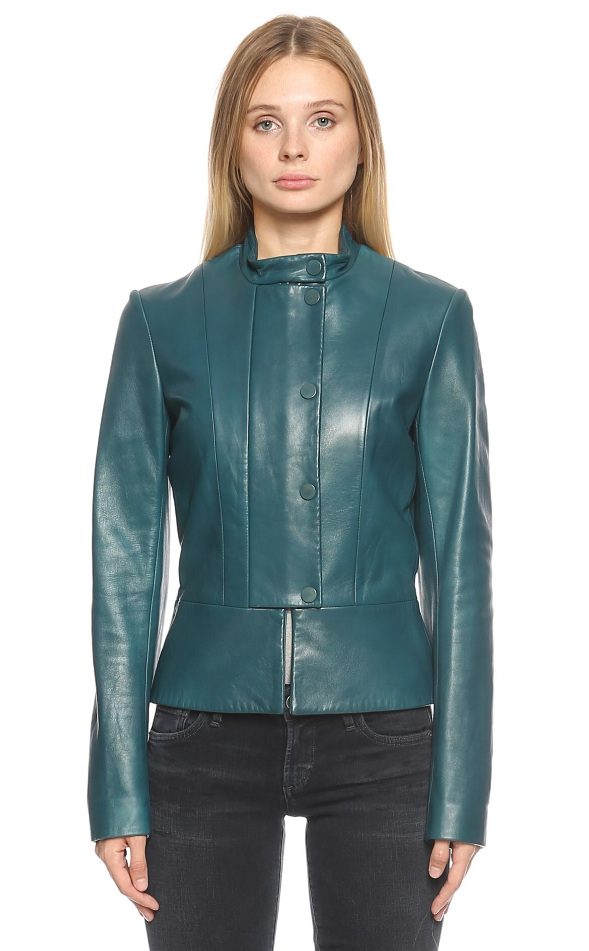 Yves Salomon-Yves Salomon Mavi Deri Ceket