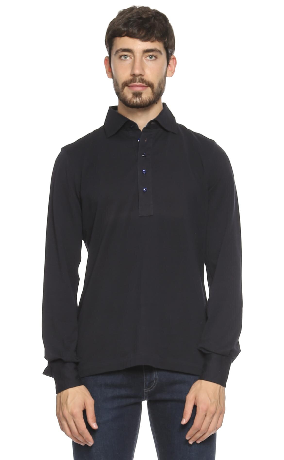 Cesare Attolini-Cesare Attolini Lacivert Polo T-Shirt Cesare Attolini-Cesare Attolini Lacivert Polo T-Shirt