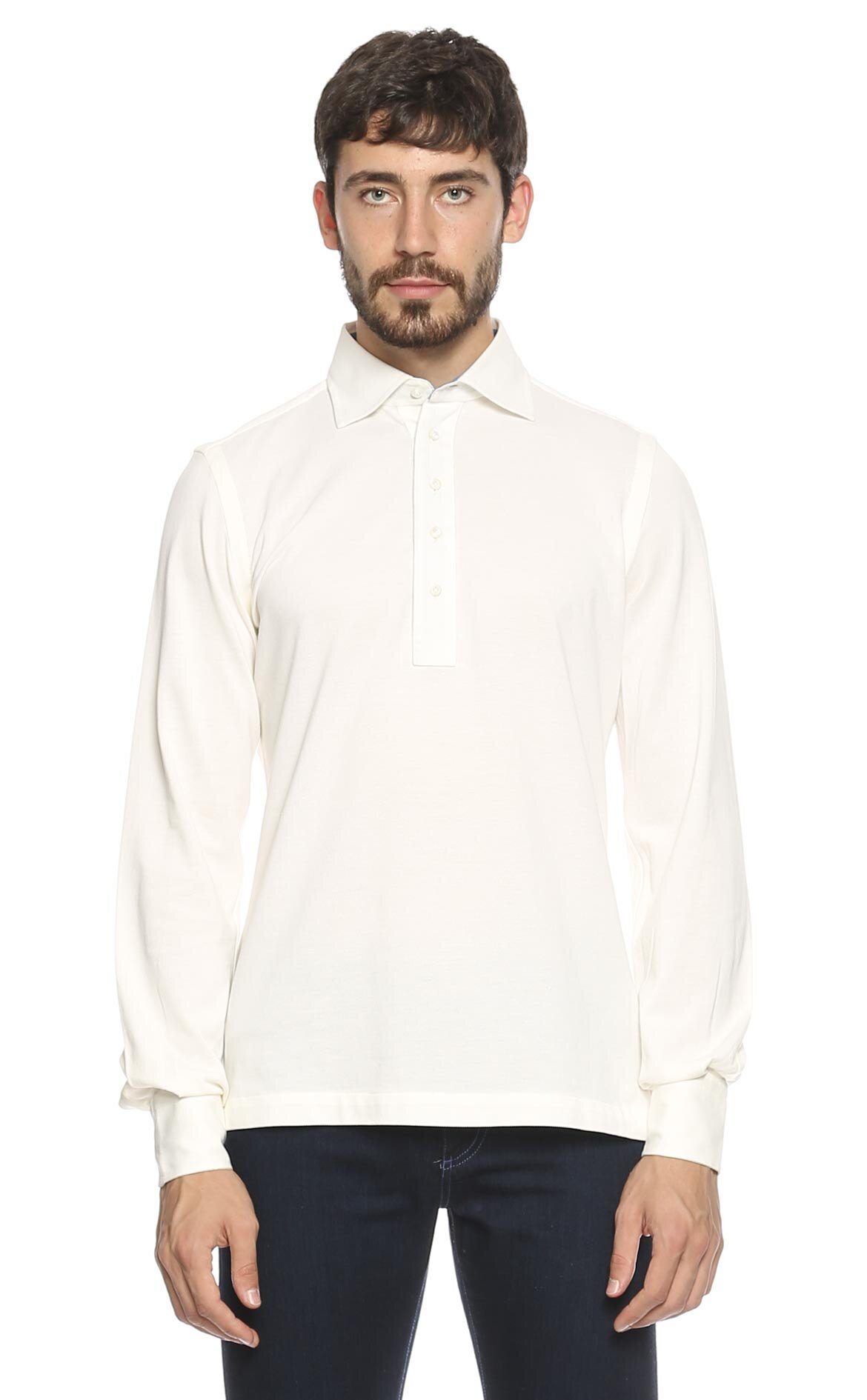 Cesare Attolini-Cesare Attolini Beyaz Polo T-Shirt