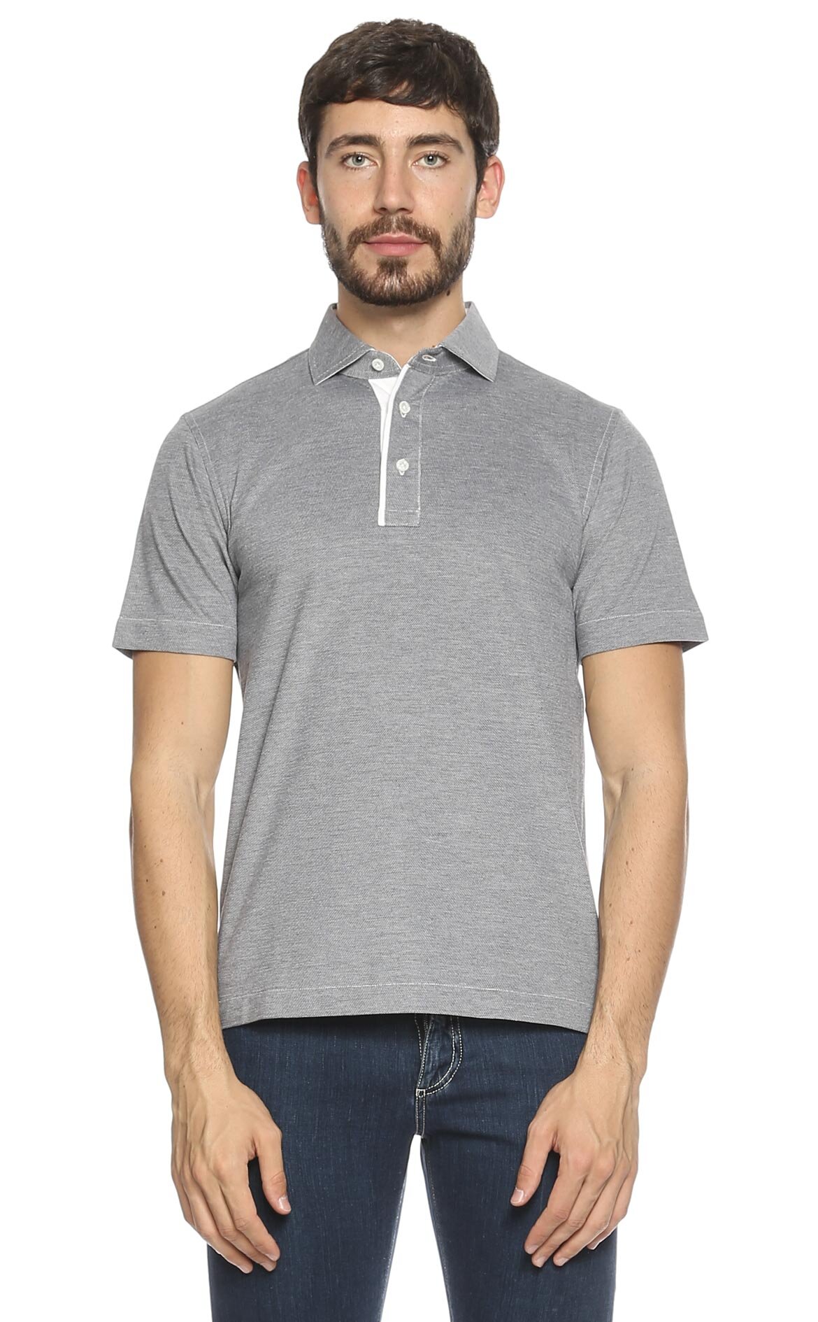 Cesare Attolini-Cesare Attolini Mavi Polo T-Shirt Cesare Attolini-Cesare Attolini Mavi Polo T-Shirt