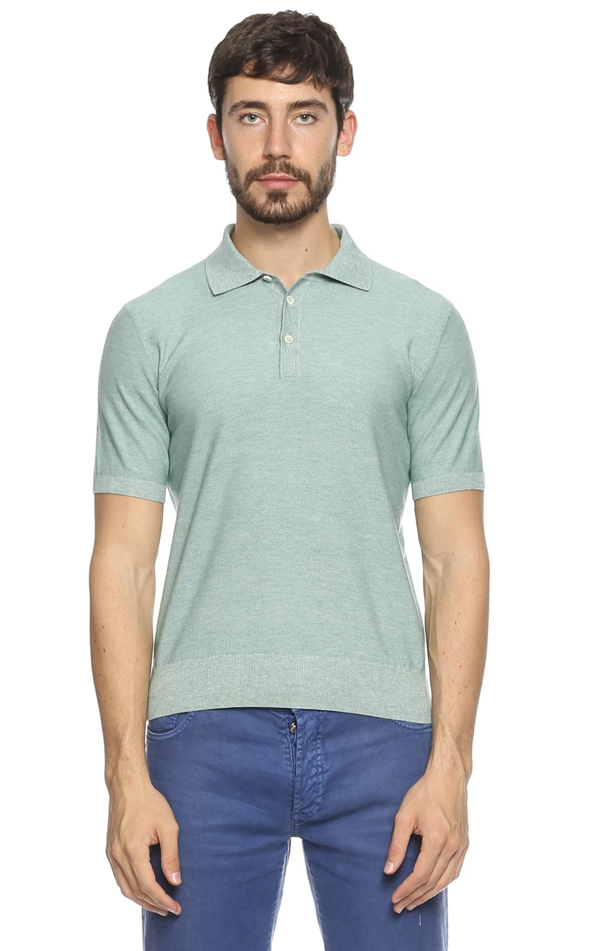 Cesare Attolini-Cesare Attolini Mavi Polo T-Shirt Cesare Attolini-Cesare Attolini Mavi Polo T-Shirt