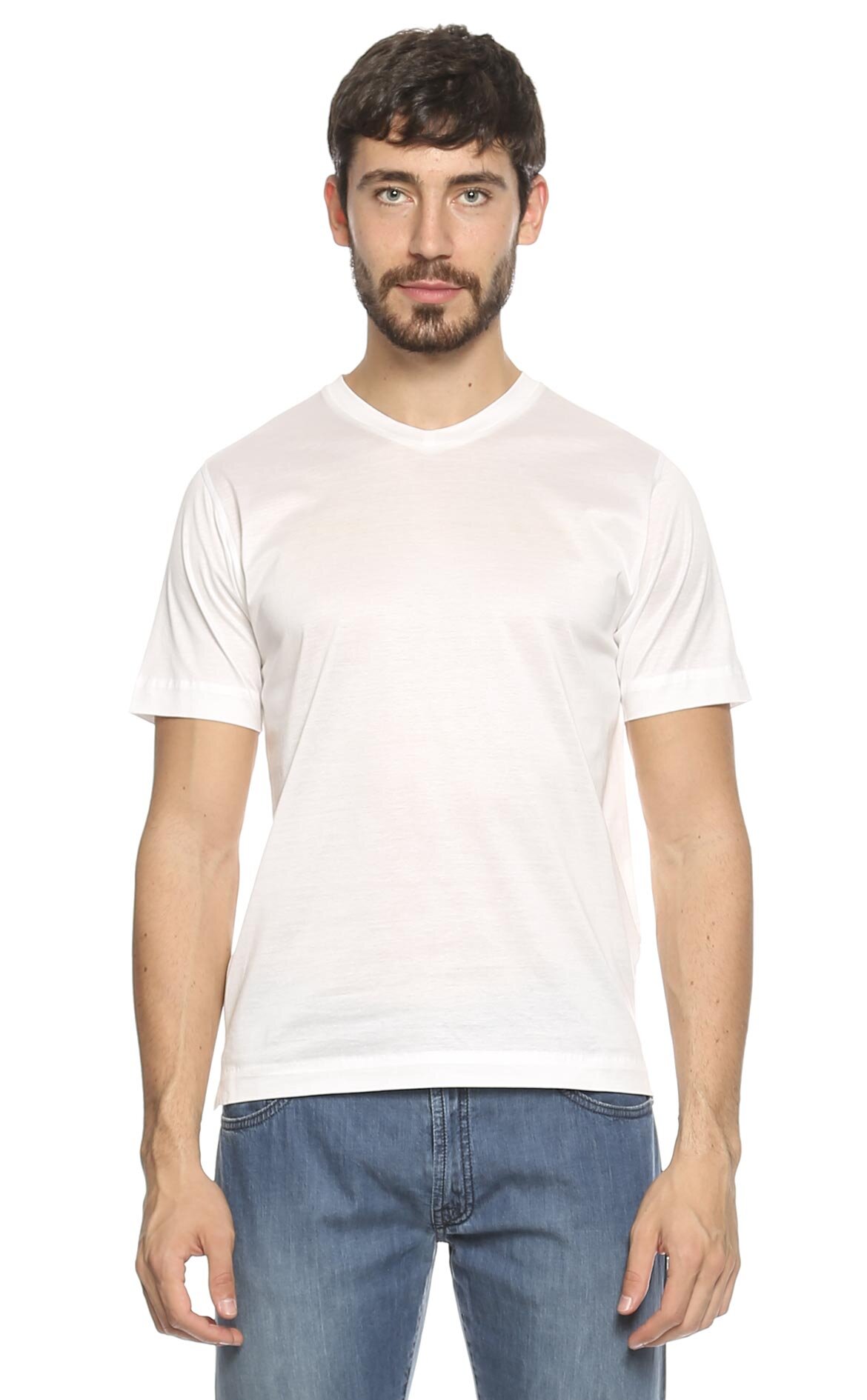 Cesare Attolini-Cesare Attolini Beyaz T-Shirt Cesare Attolini-Cesare Attolini Beyaz T-Shirt