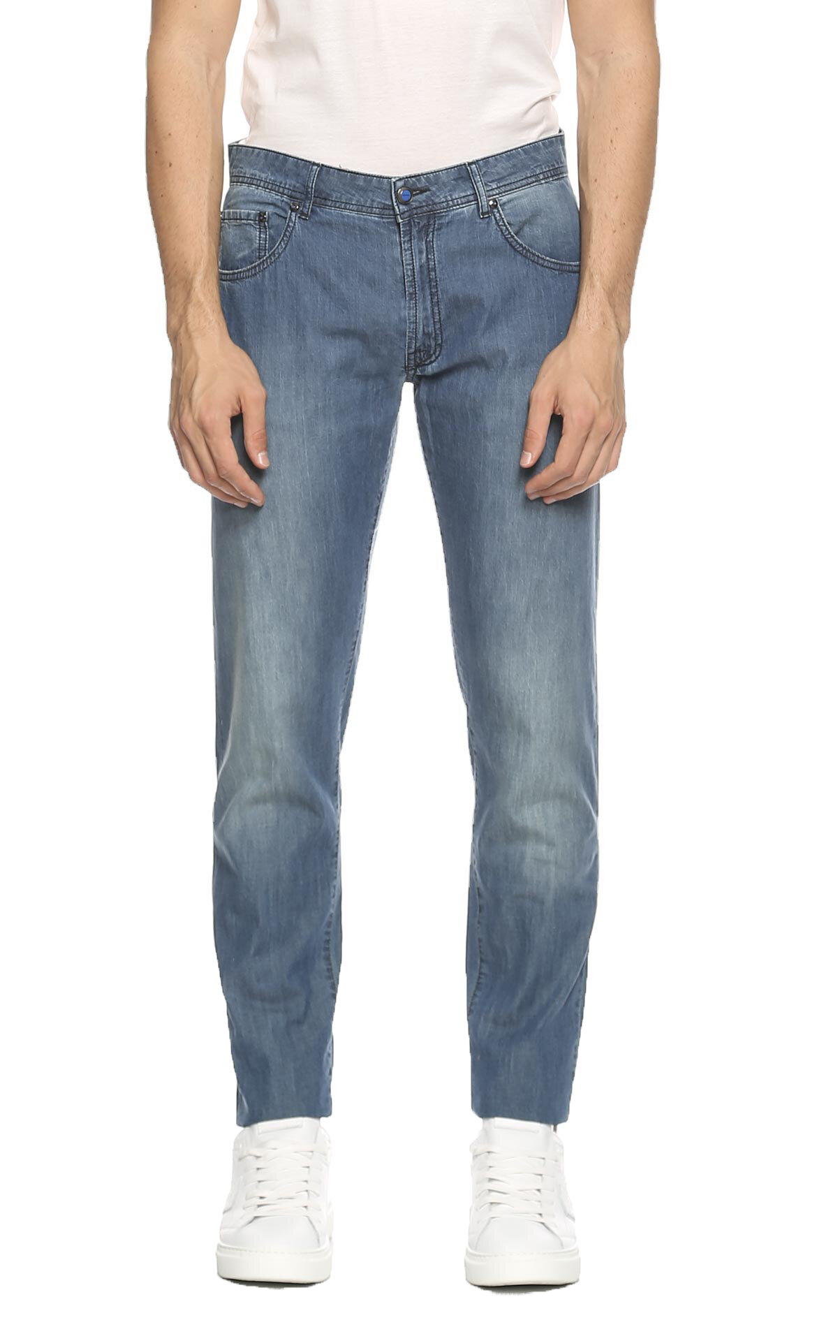 Cesare Attolini-Cesare Attolini Mavi Denim Pantolon Cesare Attolini-Cesare Attolini Mavi Denim Pantolon