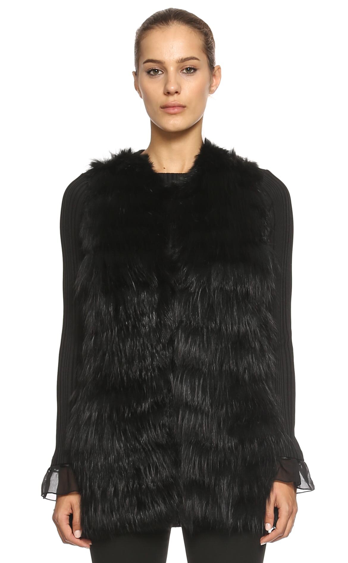 Alice & Olivia-Alice & Olivia Siyah Kürk Yelek Alice & Olivia-Alice & Olivia Siyah Kürk Yelek