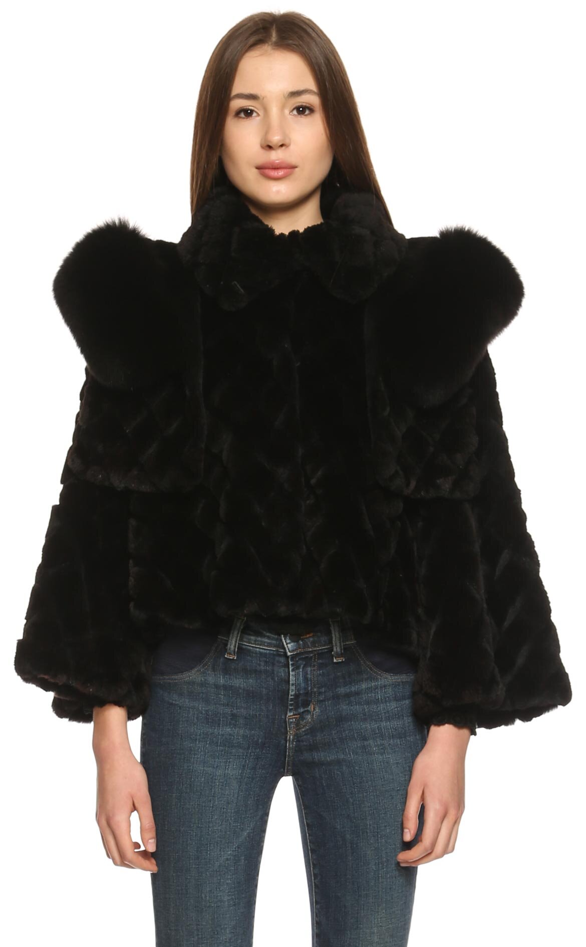 Alexander McQueen-Alexander McQueen Siyah Kürk Ceket Alexander McQueen-Alexander McQueen Siyah Kürk Ceket