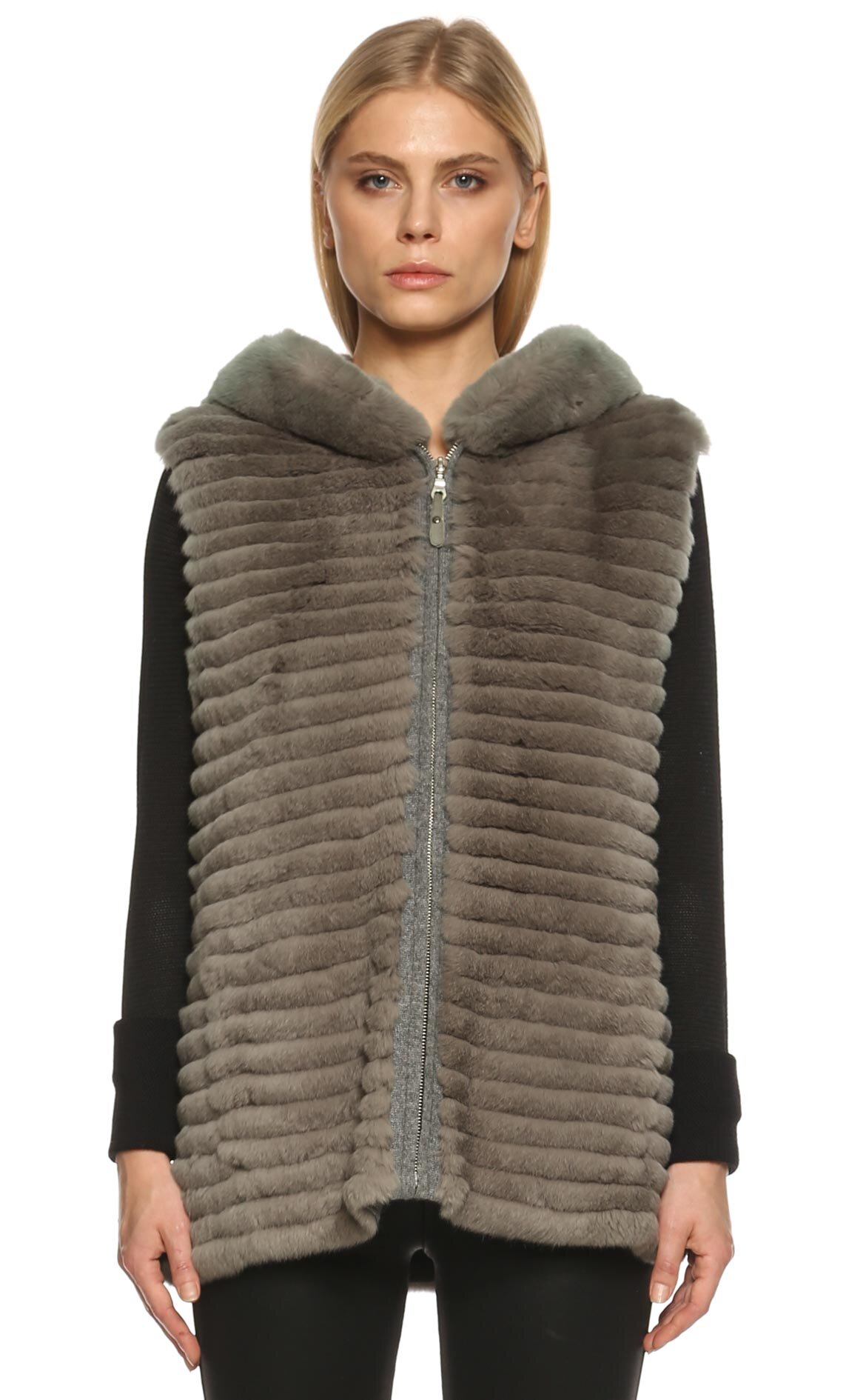 Simonetta-Simonetta Gri Kürk Yelek