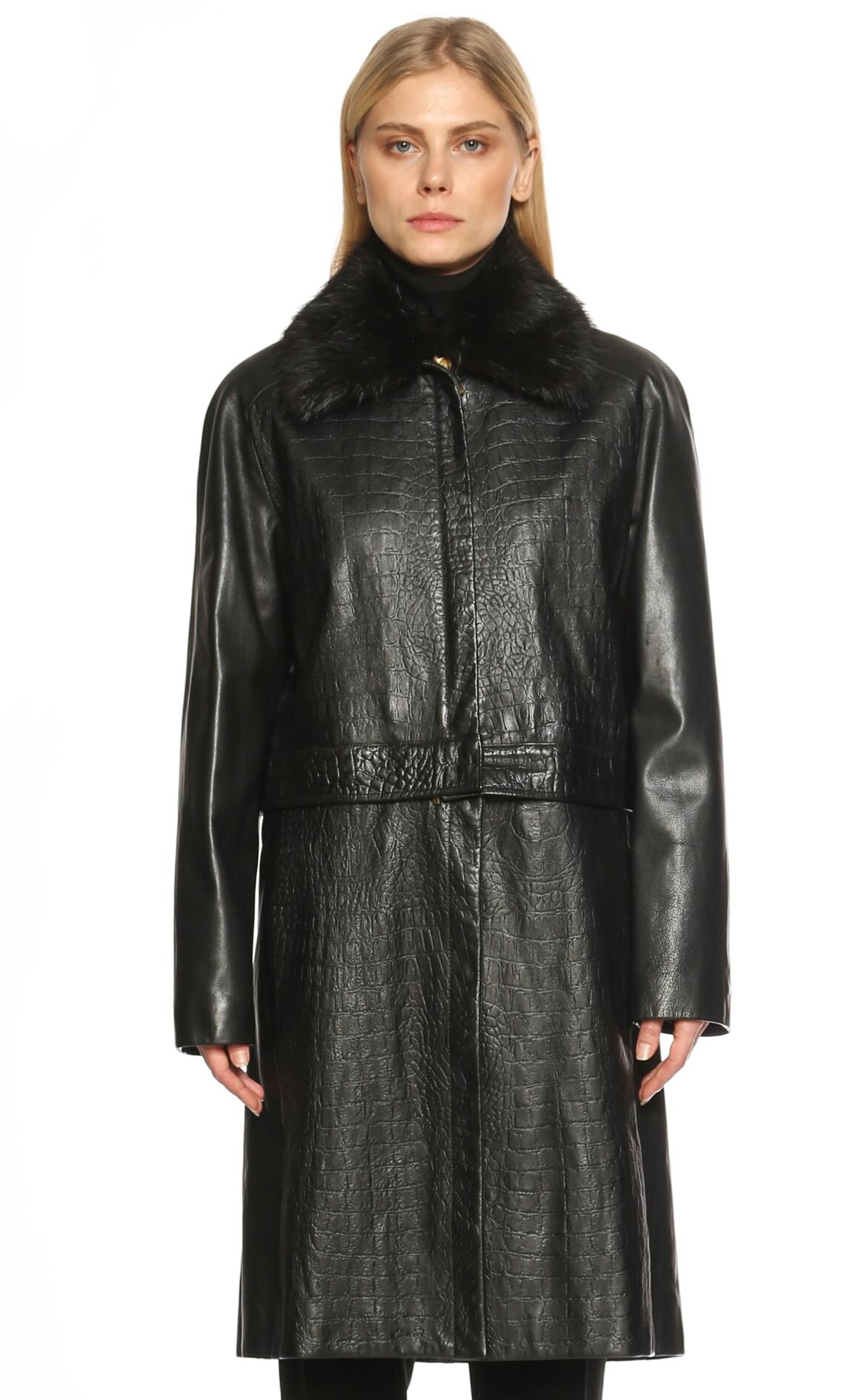 Alberta Ferretti -Alberta Ferretti  Siyah Palto