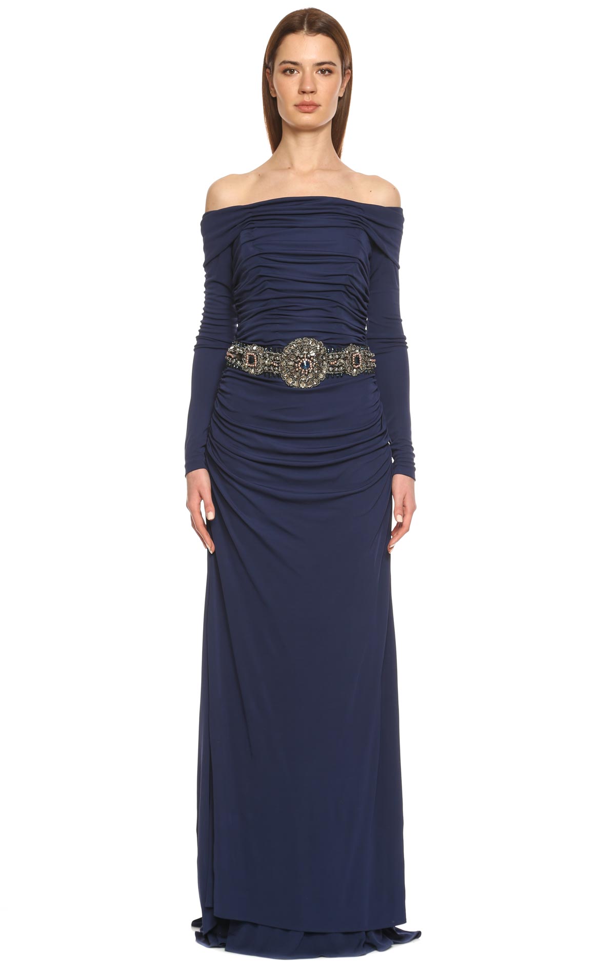 Badgley Mischka-Badgley Mischka Lacivert Gece Elbisesi Badgley Mischka-Badgley Mischka Lacivert Gece Elbisesi