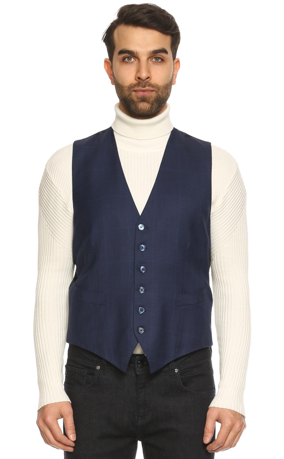 Cesare Attolini-Cesare Attolini Lacivert Yelek