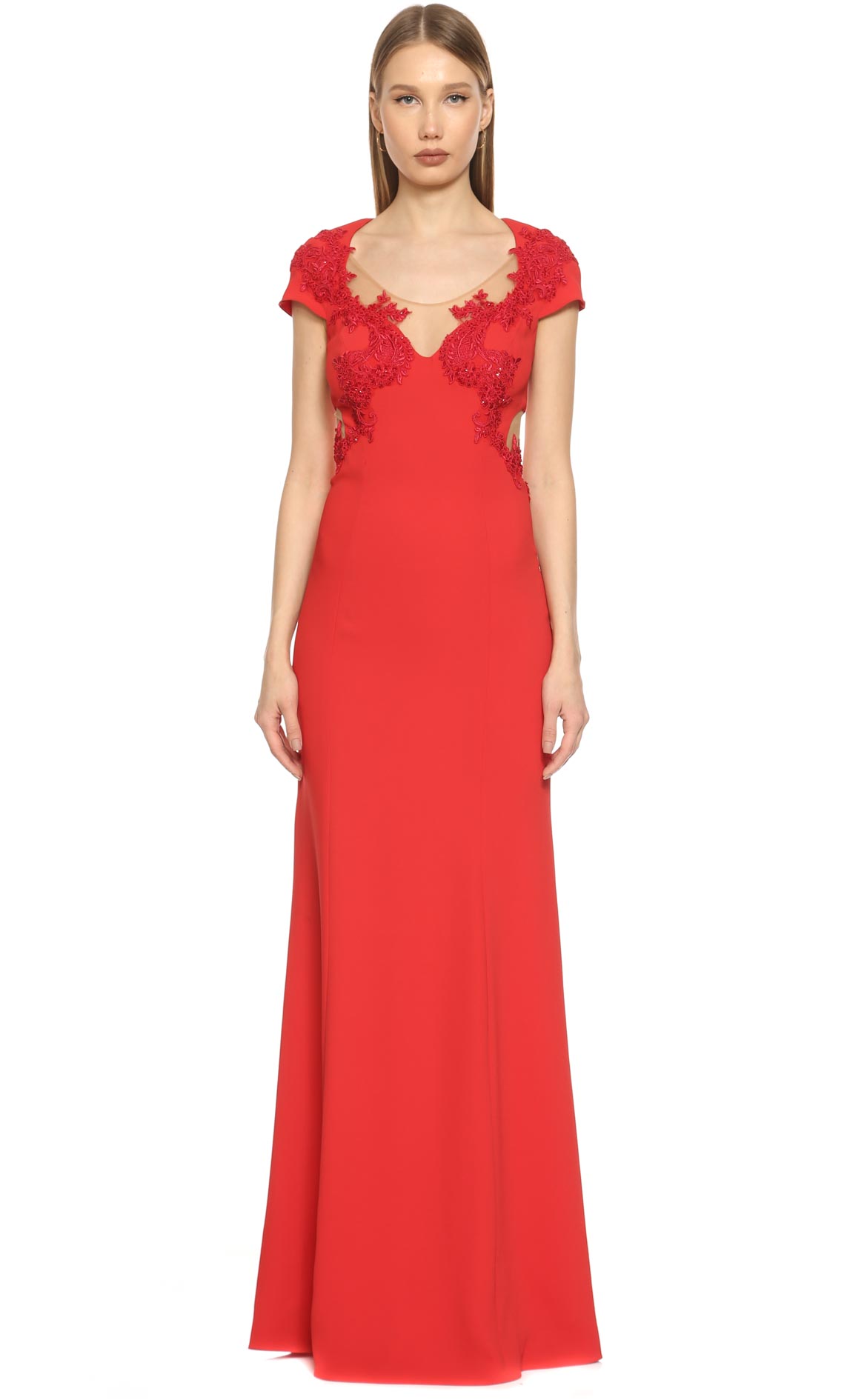 Marchesa Notte-Marchesa Notte Kırmızı Gece Elbisesi Marchesa Notte-Marchesa Notte Kırmızı Gece Elbisesi