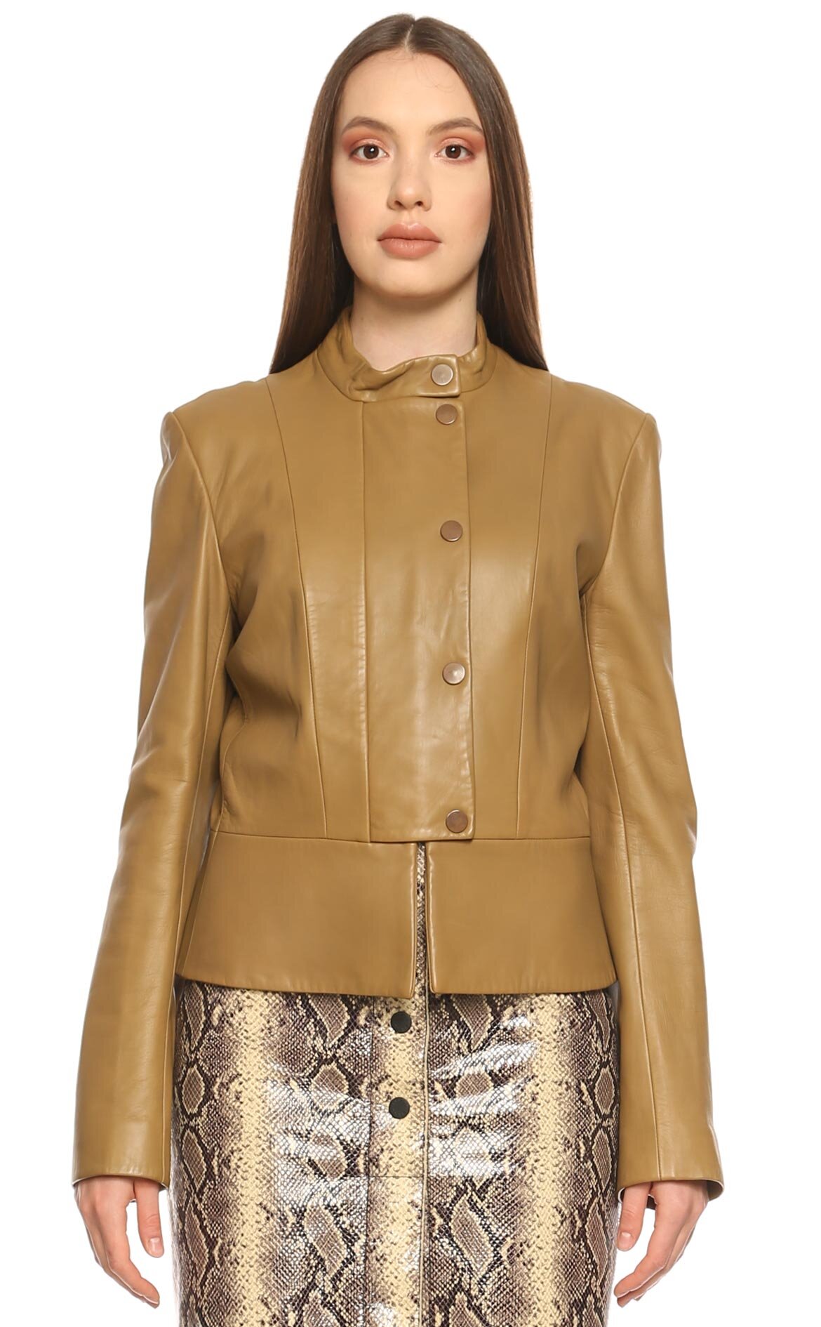 Yves Salomon-Yves Salomon Yeşil Deri Ceket