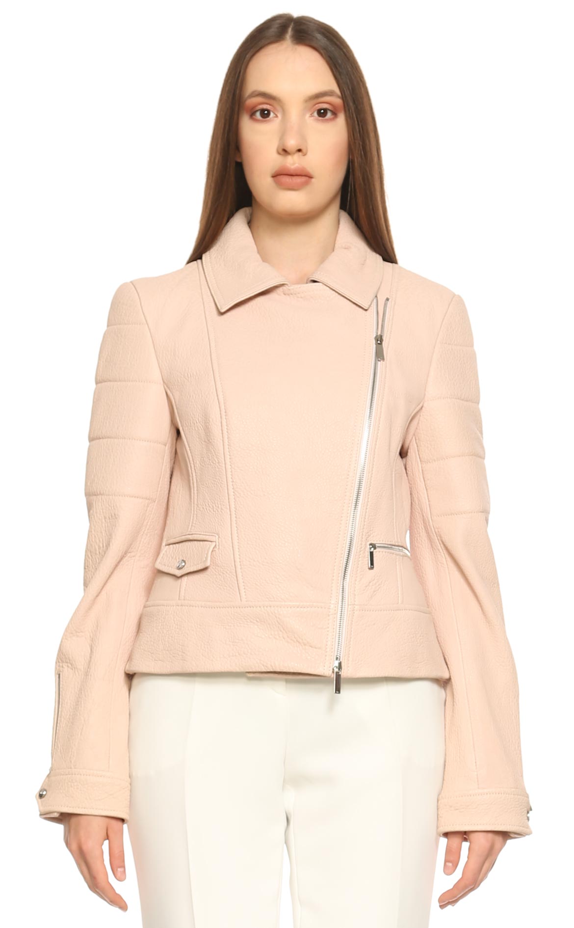 Karen Millen-Karen Millen Pembe Deri Ceket Karen Millen-Karen Millen Pembe Deri Ceket