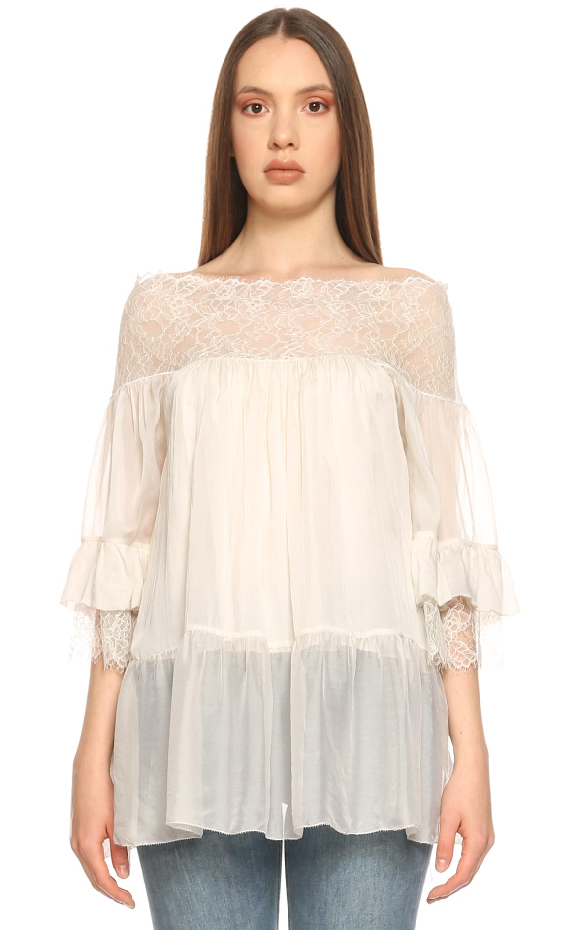 Catherine Malandrino-Catherina Malandrino Ekru Elbise