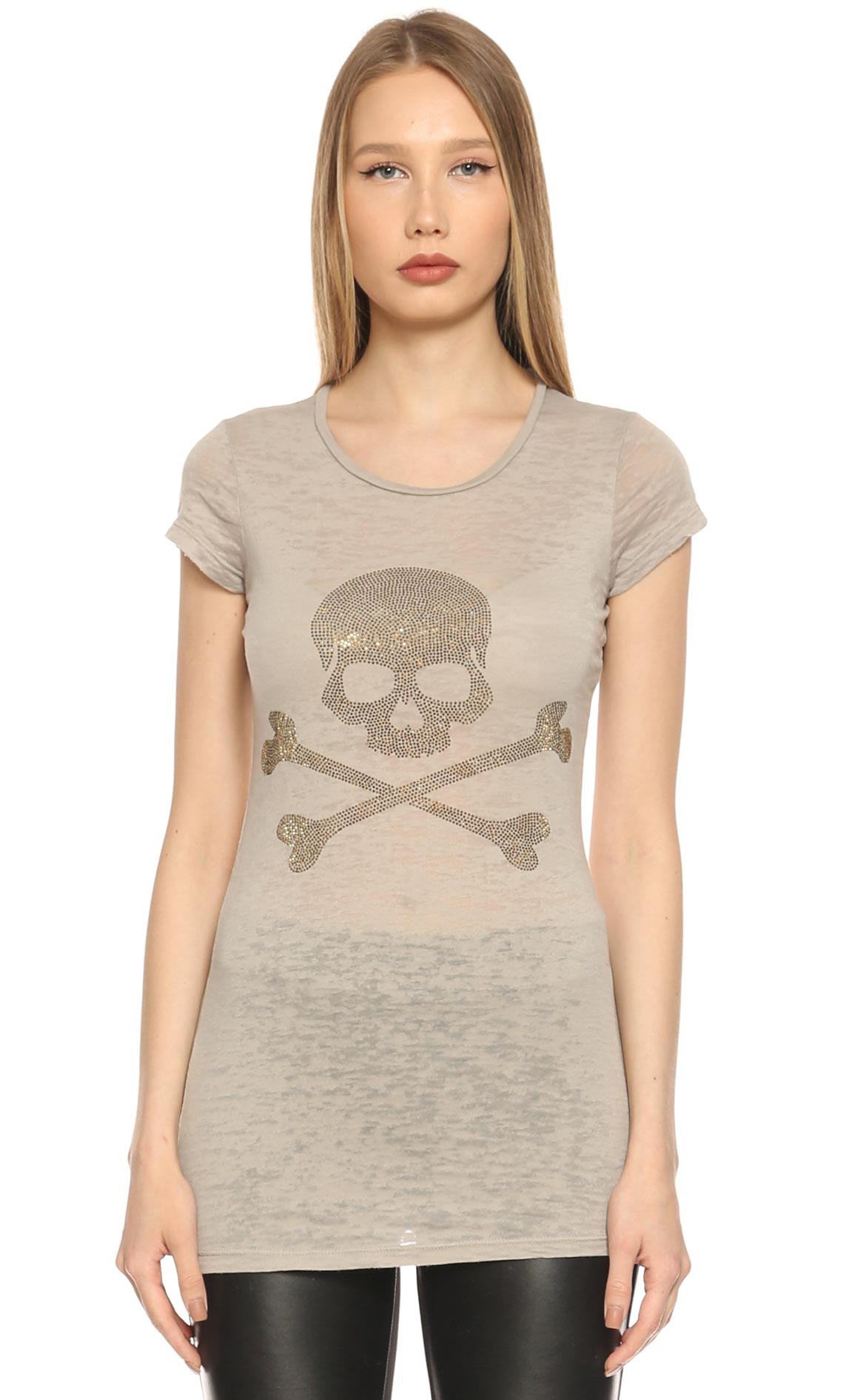 E.Vil-E.Vil Vizon Renk T-Shirt E.Vil-E.Vil Vizon Renk T-Shirt