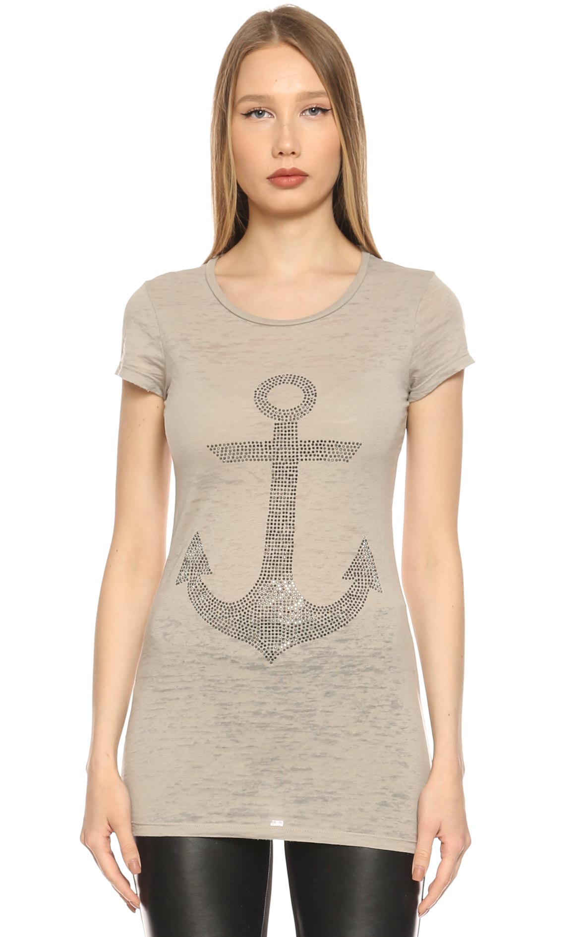 E.Vil-E.Vil Vizon Renk T-Shirt E.Vil-E.Vil Vizon Renk T-Shirt