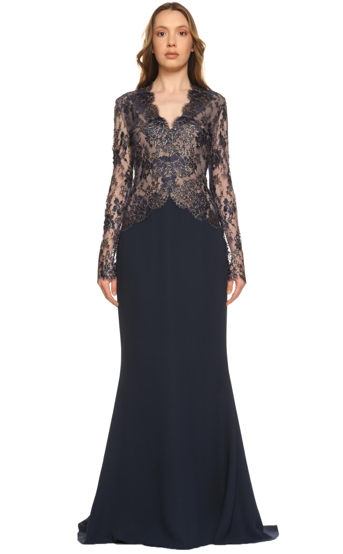 Reem Acra-Reem Acra Lacivert Gece Elbisesi Reem Acra-Reem Acra Lacivert Gece Elbisesi
