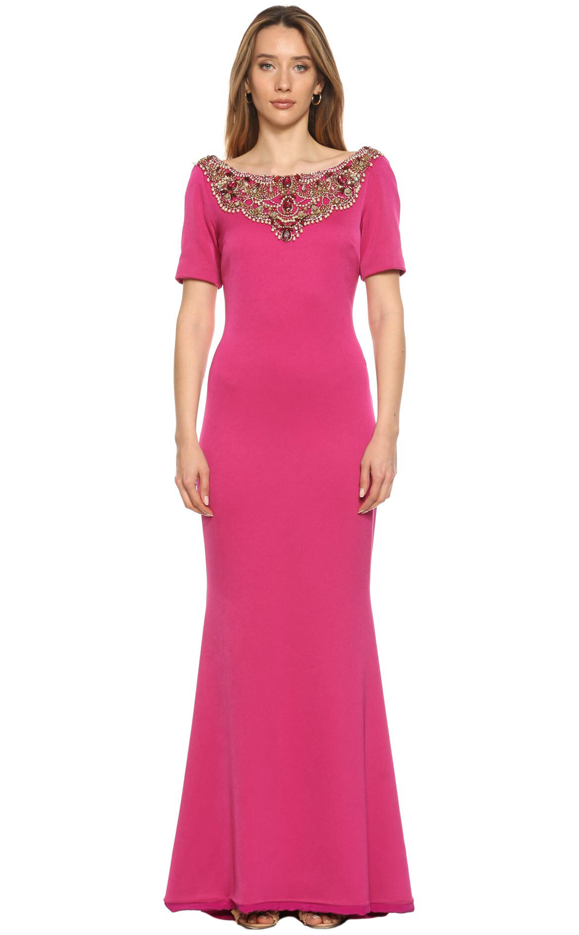 Marchesa-Marchesa Fuşya Gece Elbisesi