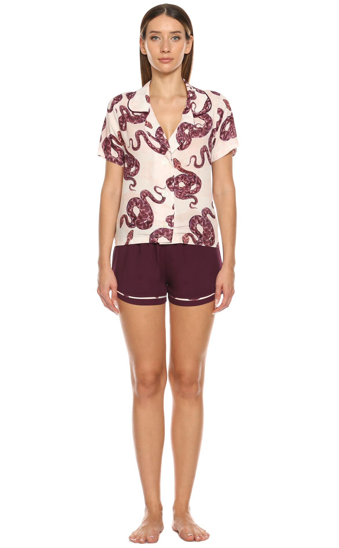 Selia Richwood-Selia Richwood Bordo Pijama Seti