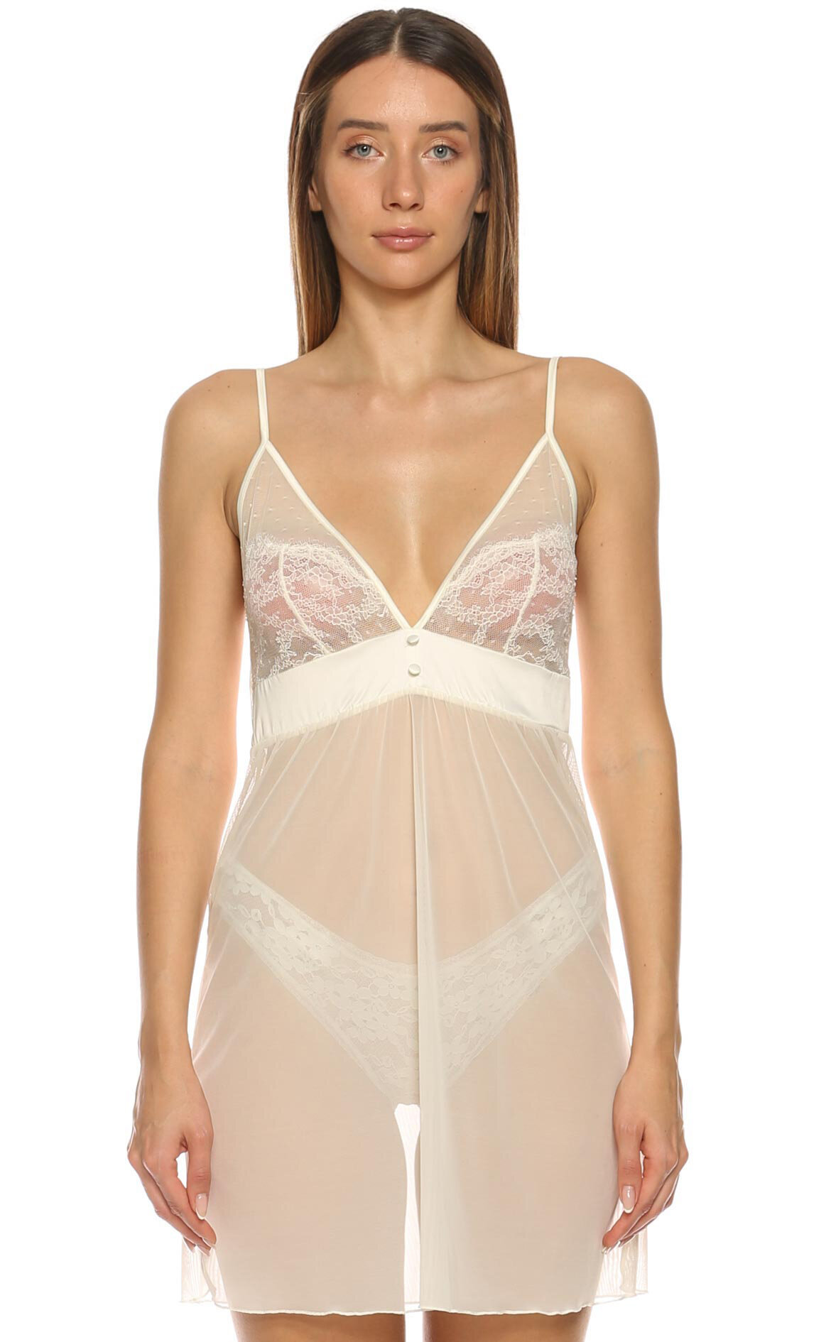 G-Lingeri-G-Lingerie Ekru Gecelik