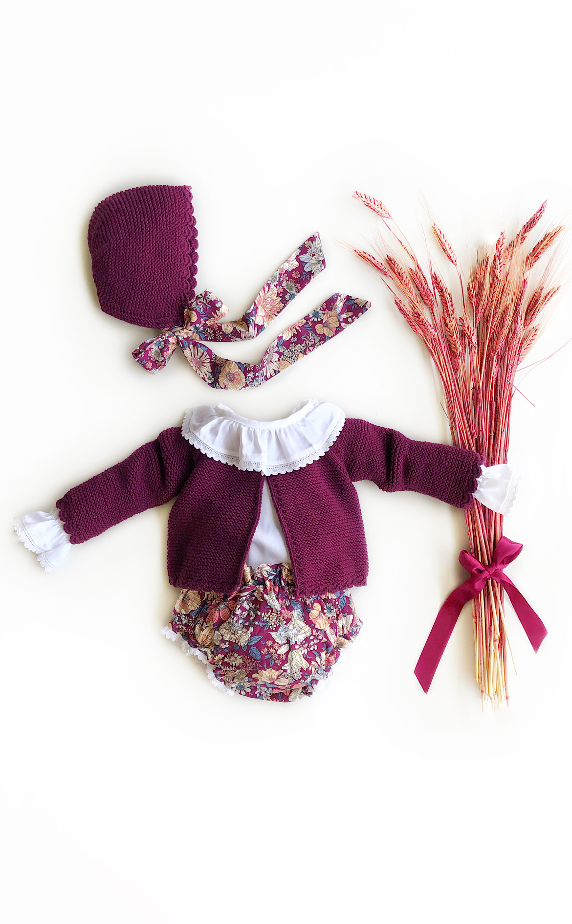 La Pomme-La Pomme Bordo Çiçekli  Set