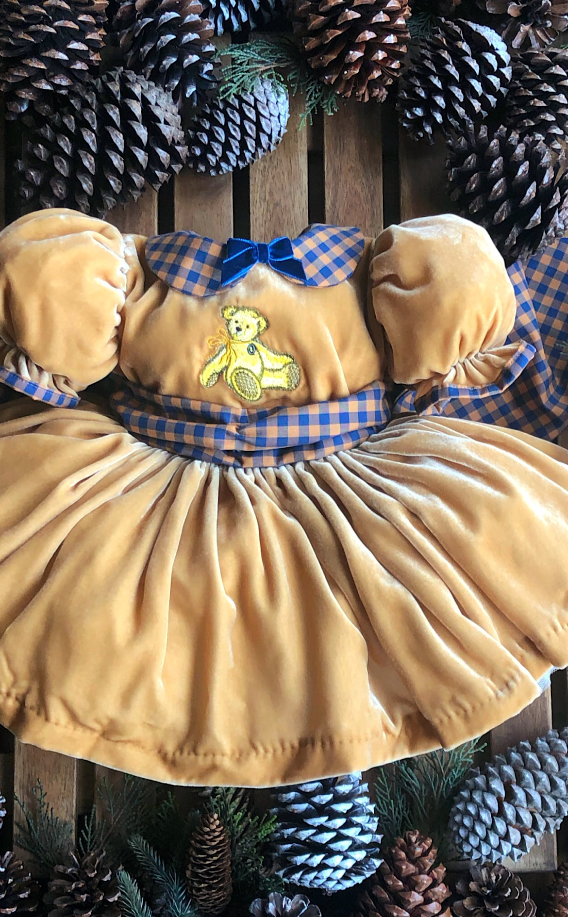 La Pomme-La Pomme Bal Rengi İpek Kadife Kabarık Elbise 2-3 Yaş