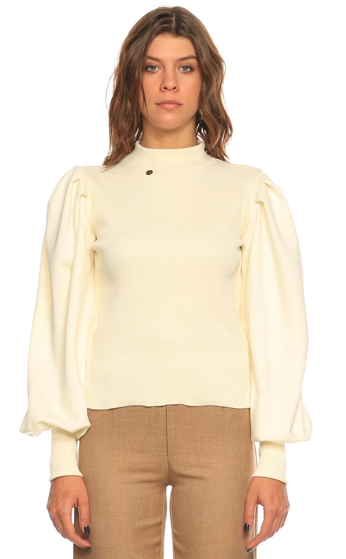 Hello Donne-Hello Donne Krem Rengi Bluz