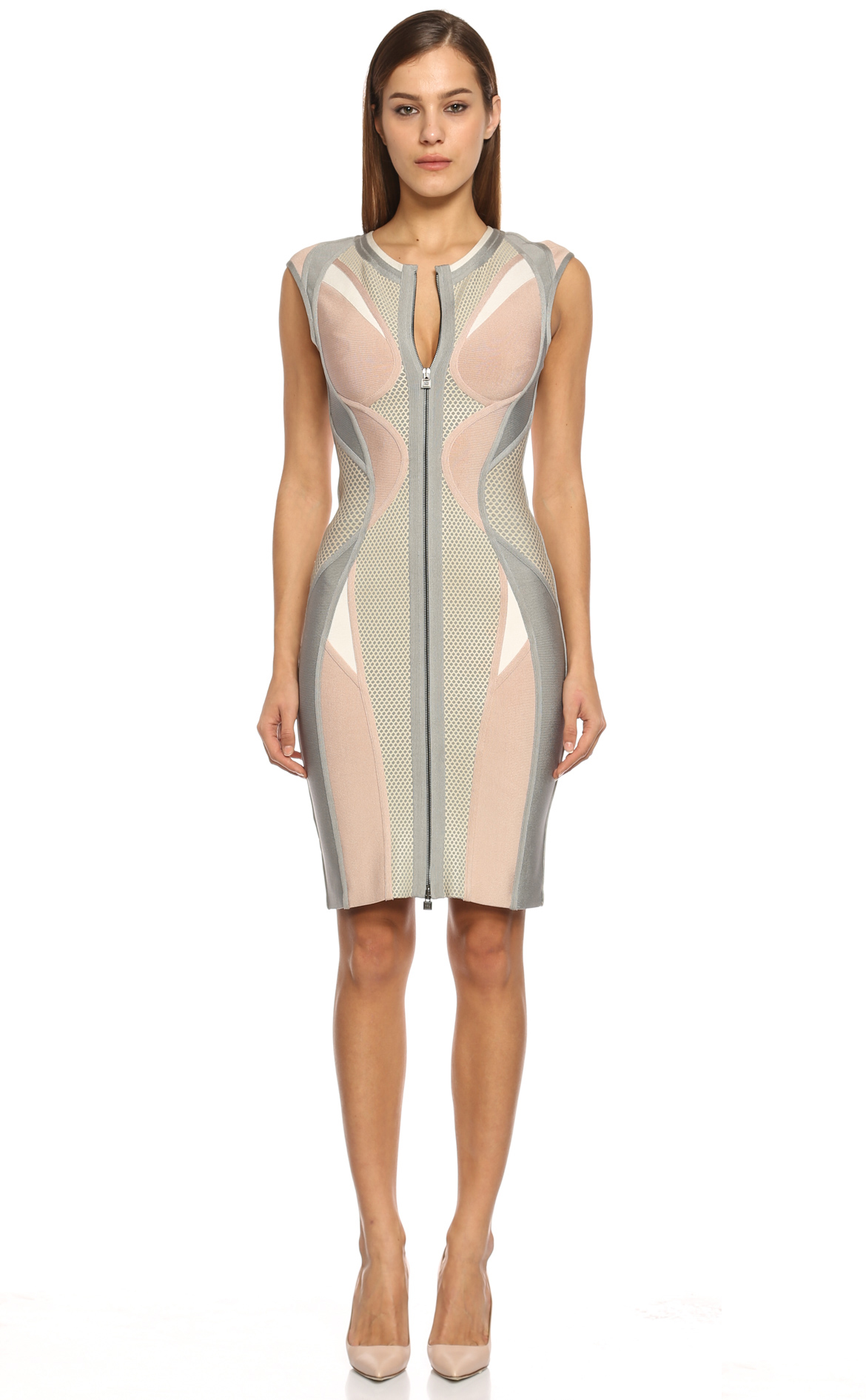 Herve Leger-Herve Leger Gümüş Rengi Elbise Herve Leger-Herve Leger Gümüş Rengi Elbise