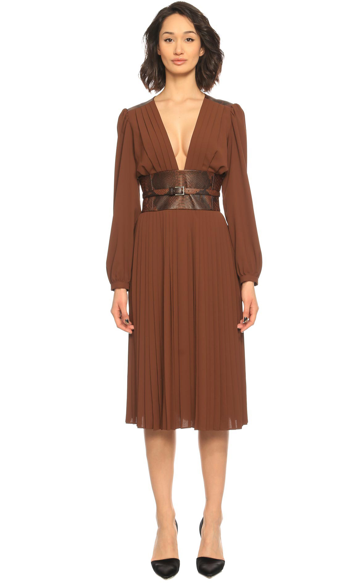 Michael Kors Collection-Michael Kors Collection Kahverengi Elbise