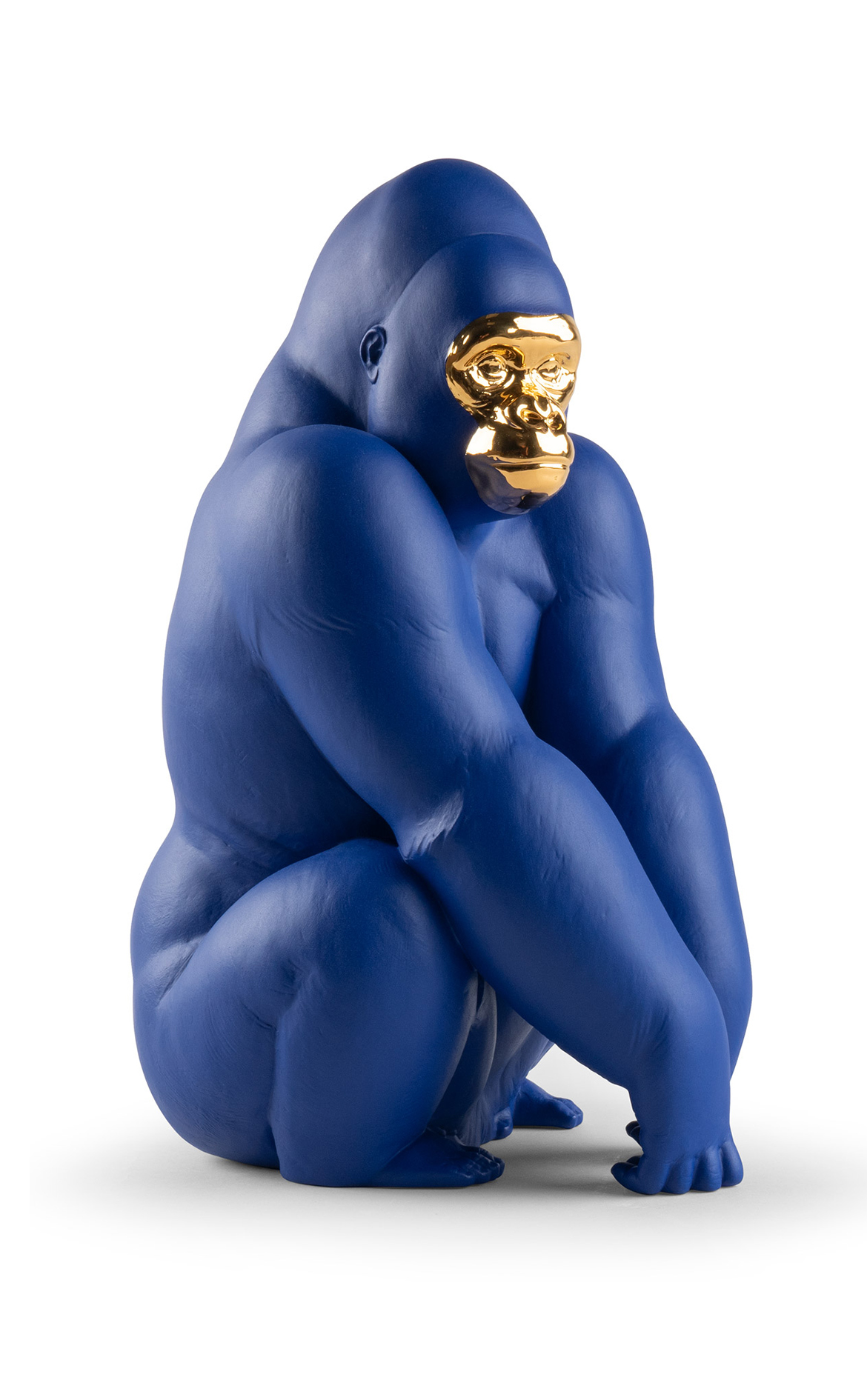 Lladro-Lladro Goril Heykel Mavi- Gold