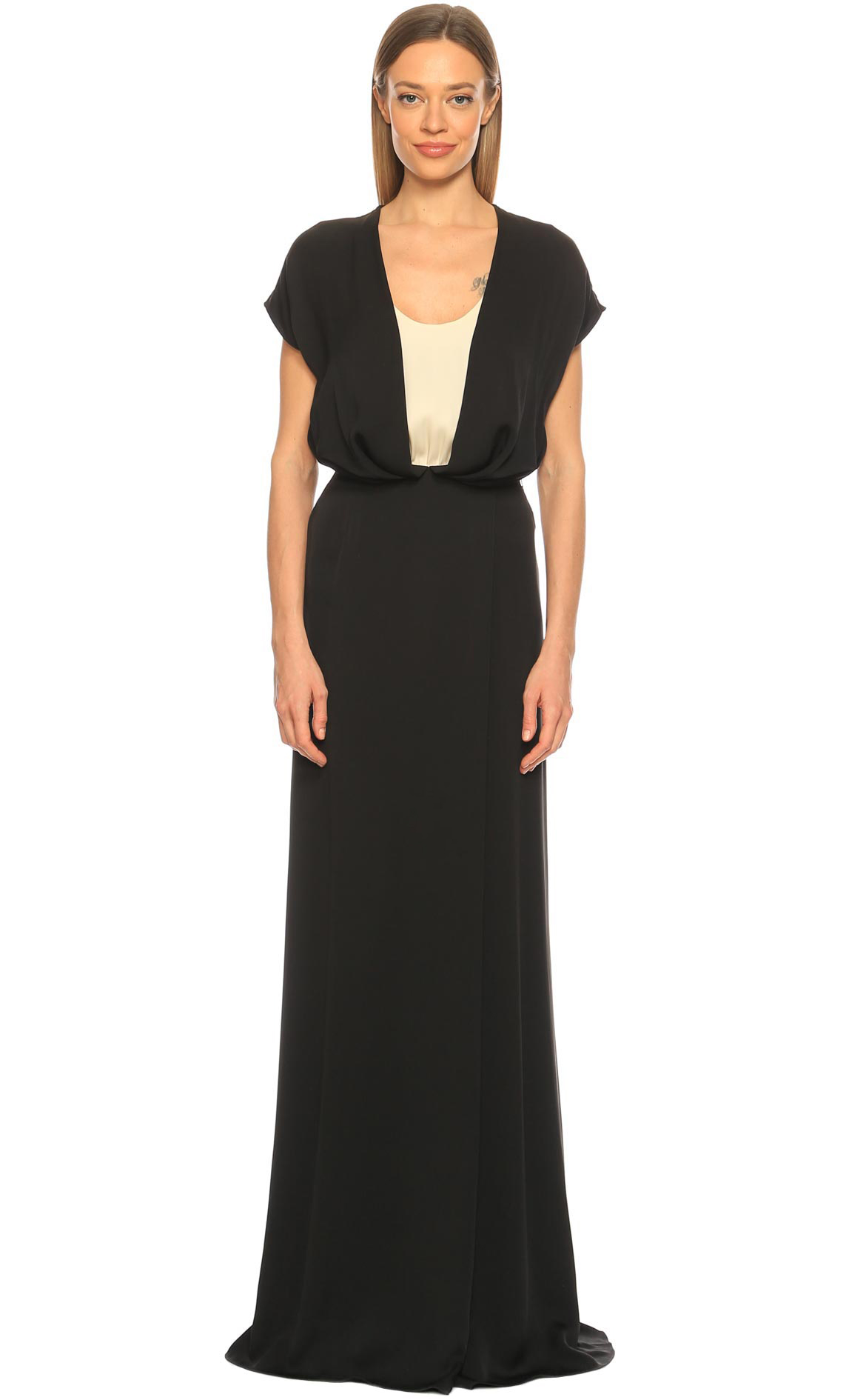 Vionnet-Vionnet Siyah/Beyaz Gece Elbisesi