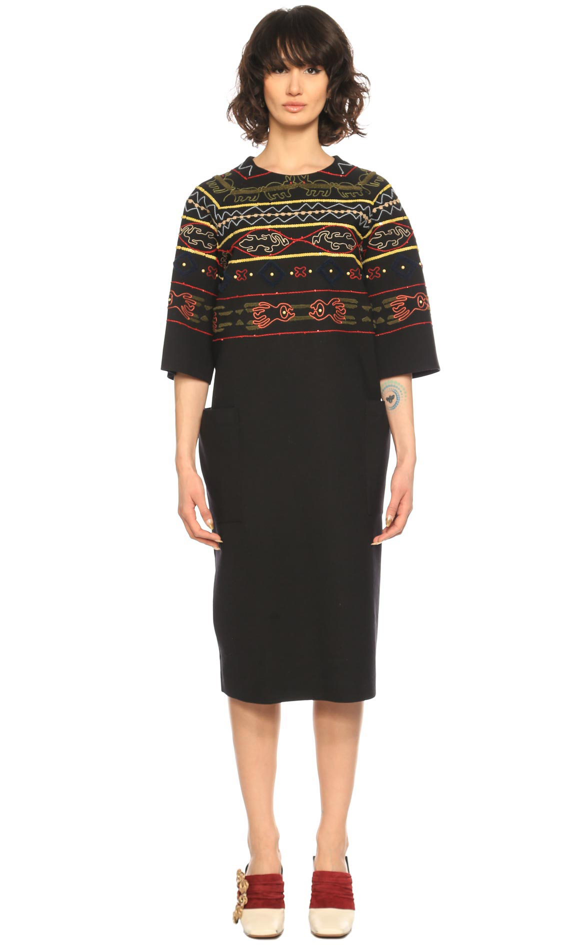 Stella Jean-Stella Jean Siyah Elbise