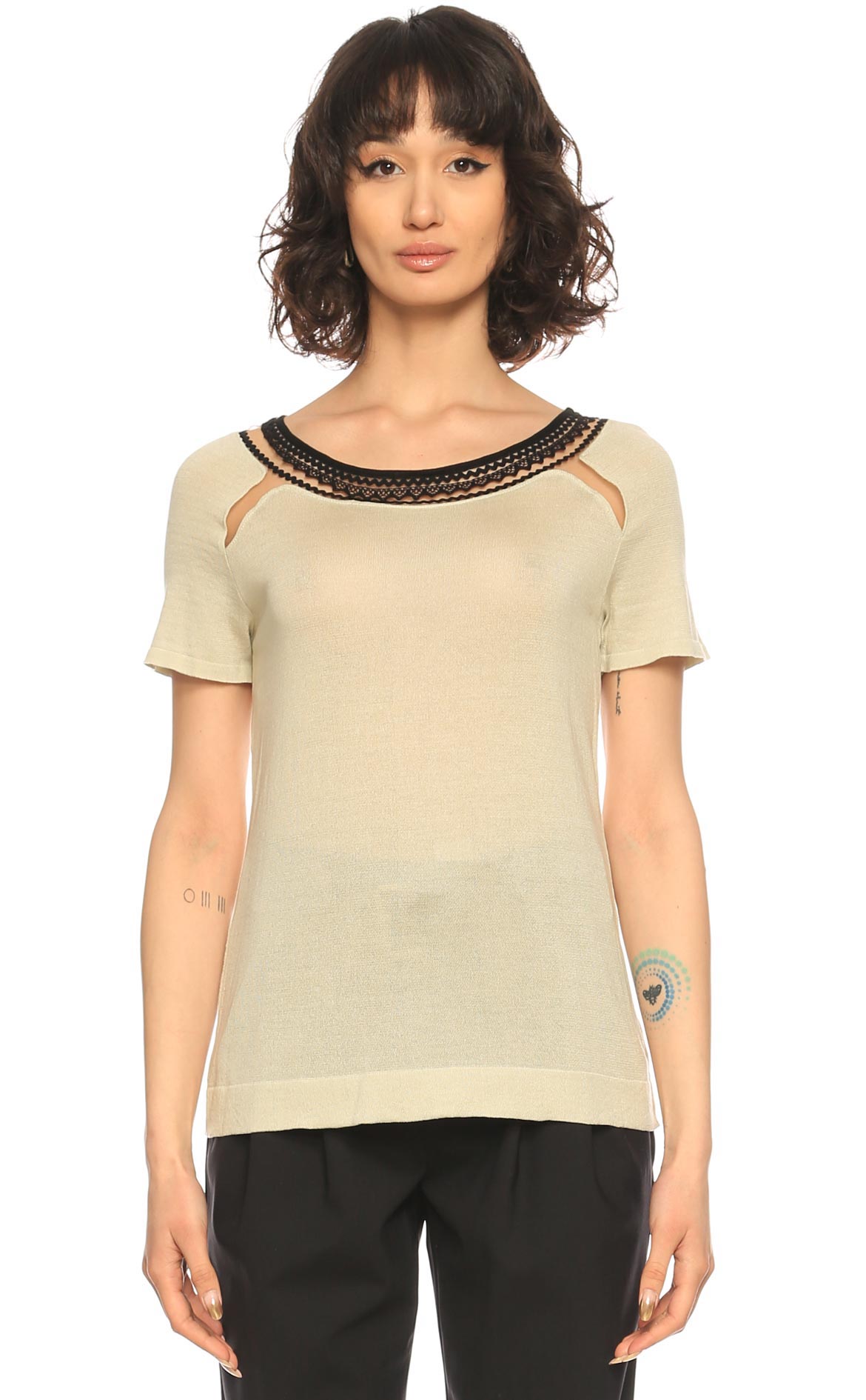 Alberta Ferretti -Alberta Ferretti Bej Triko