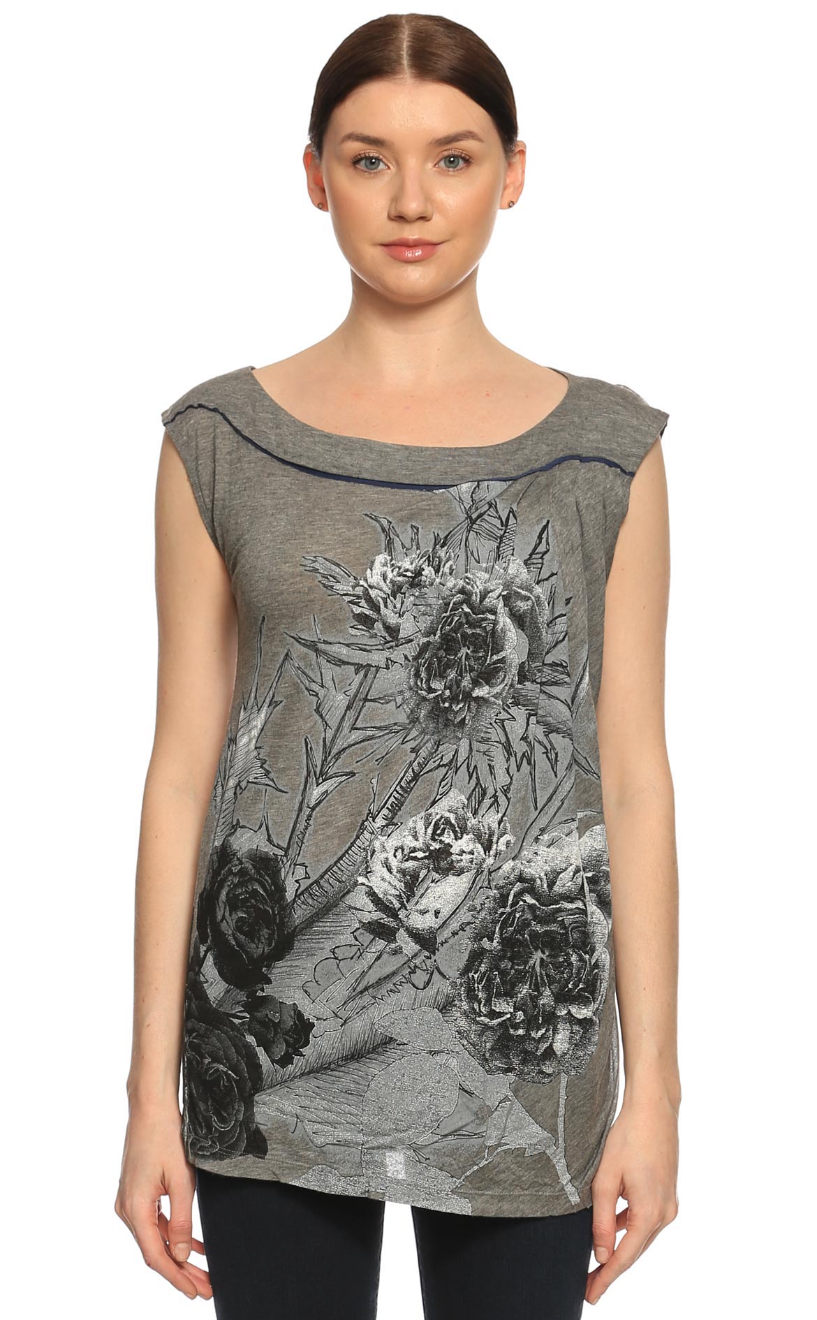 Just Cavalli-Just Cavalli Gri T-Shirt Just Cavalli-Just Cavalli Gri T-Shirt