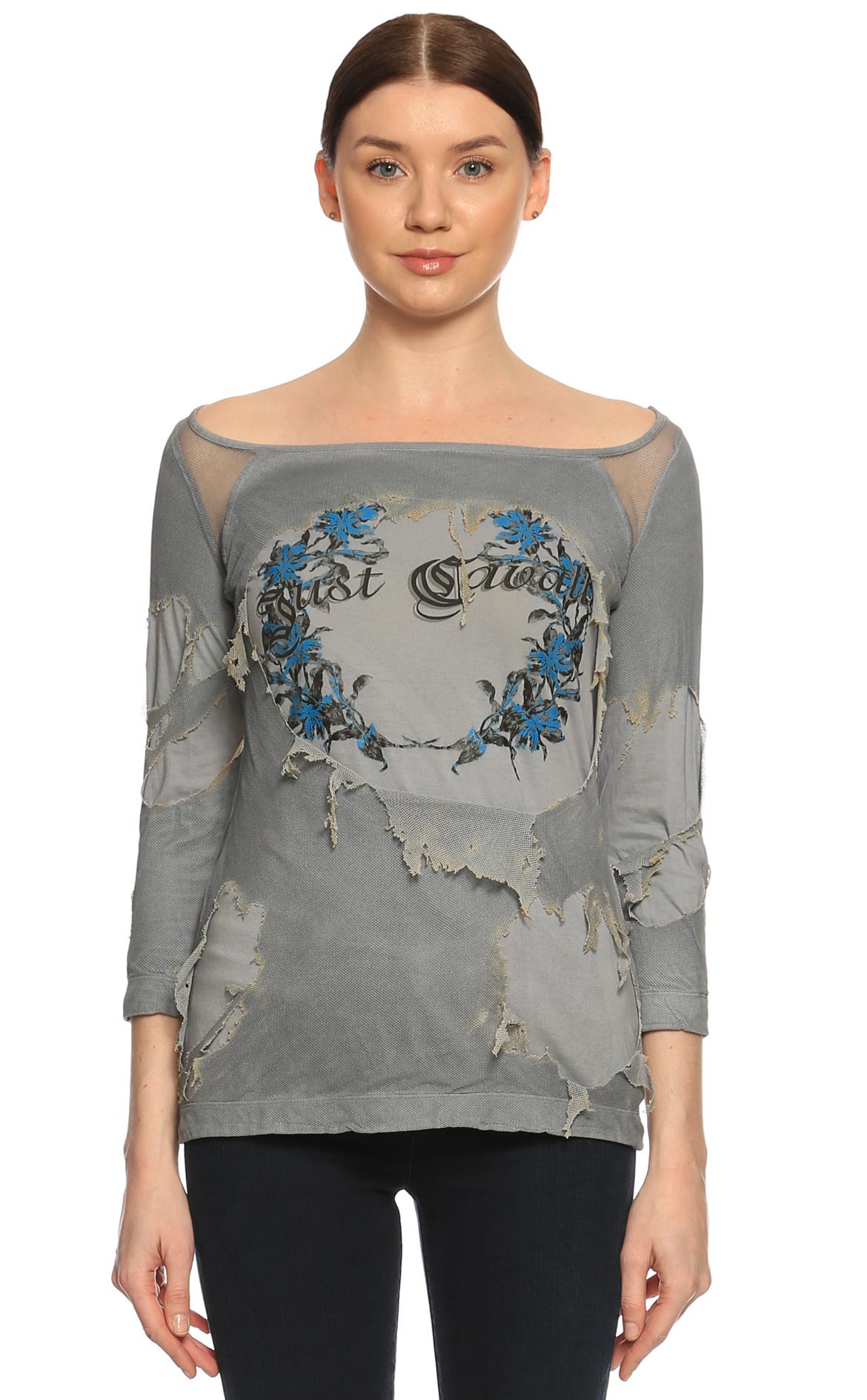 Just Cavalli-Just Cavalli Gri T-Shirt Just Cavalli-Just Cavalli Gri T-Shirt