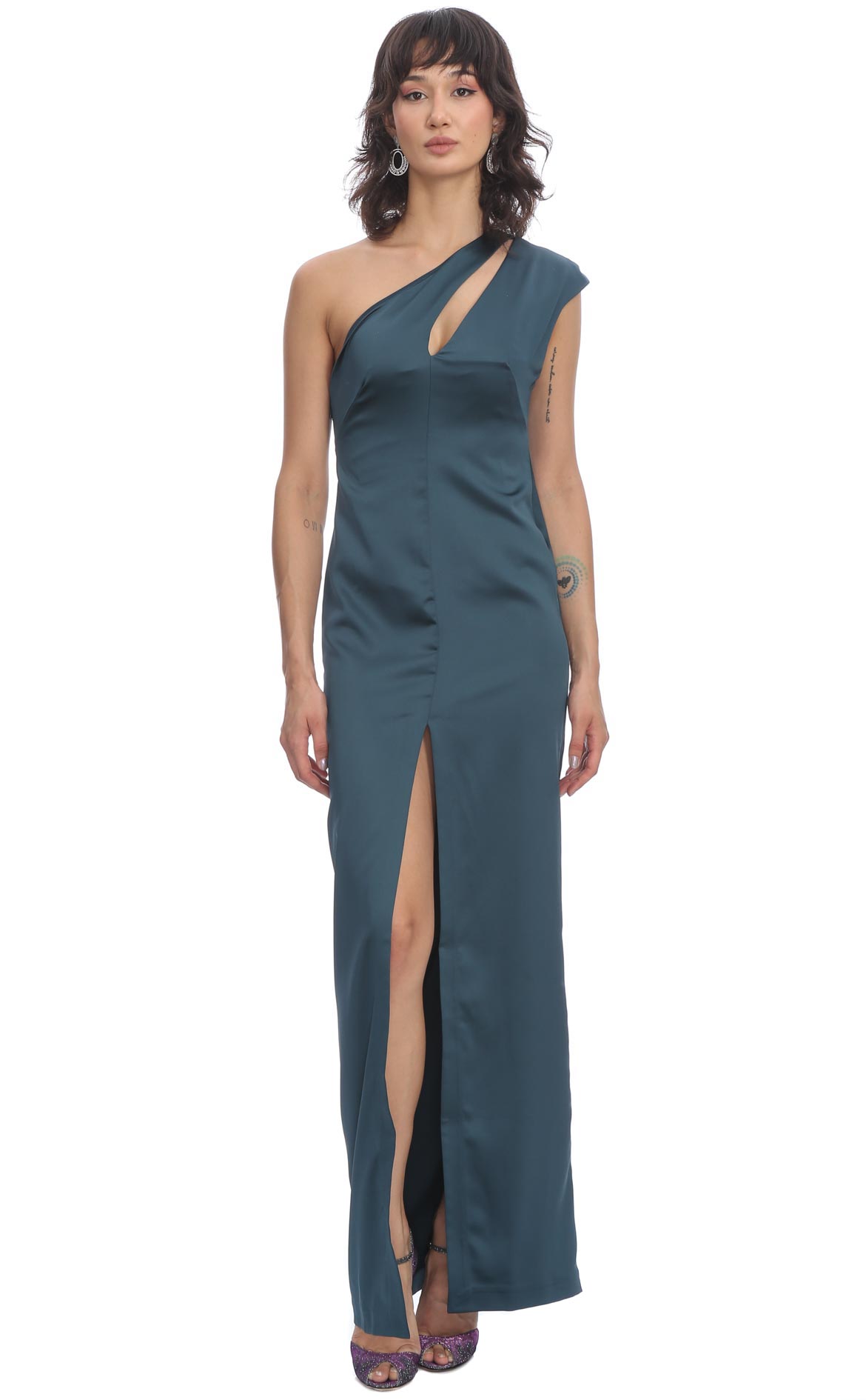 Agya-Agya Petrol Yeşili Elbise