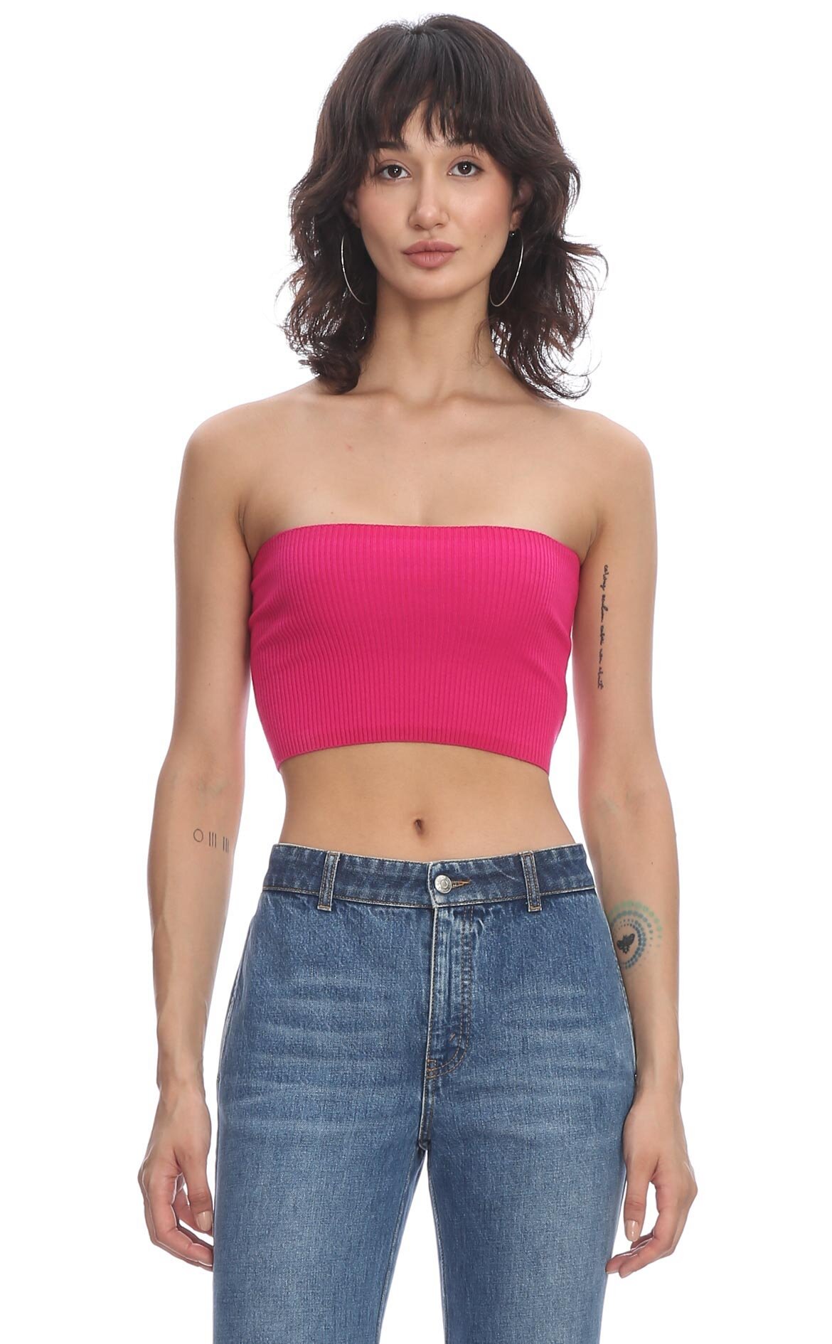 Ace Nayman-Ace Nayman Fuşya Crop Top