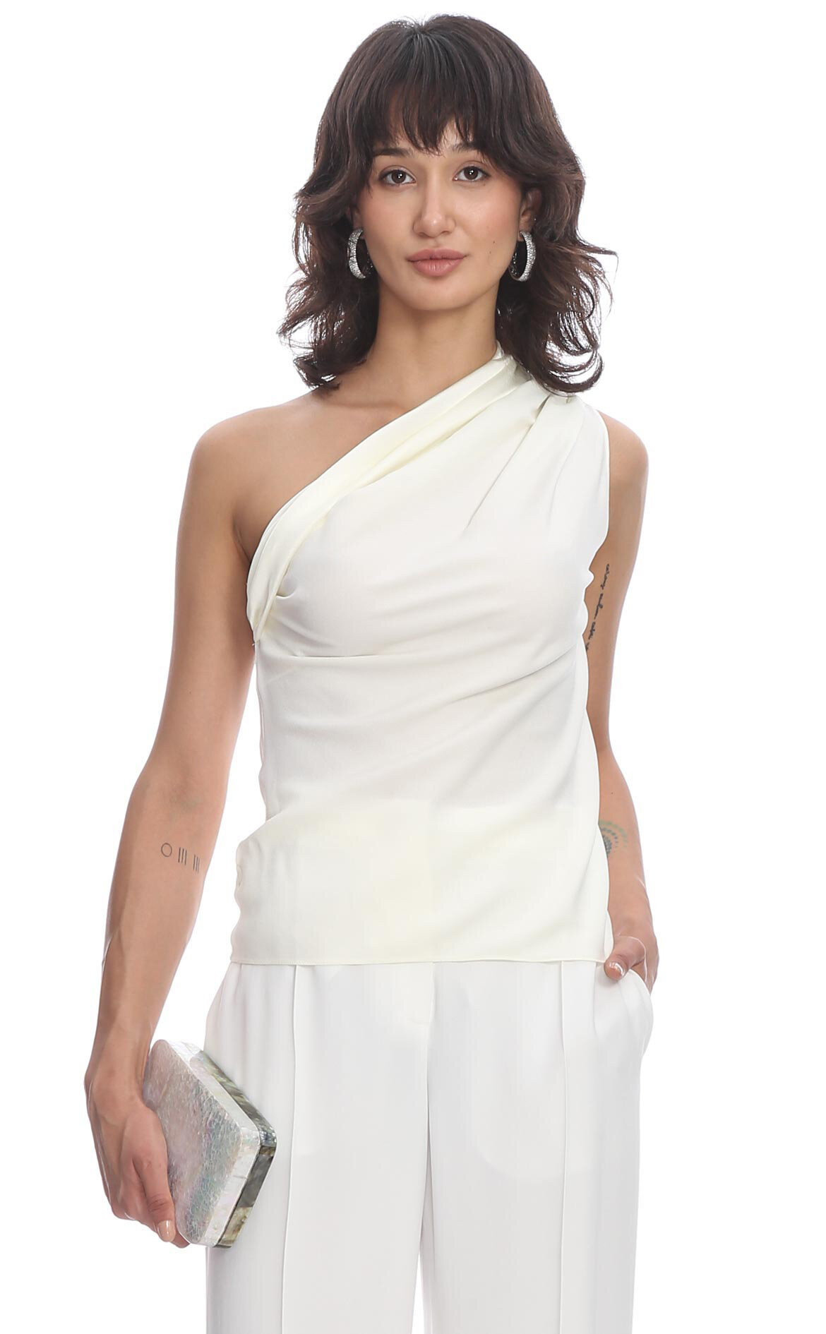 Lanvin-Lanvin Tek Kol Ekru Bluz Lanvin-Lanvin Tek Kol Ekru Bluz